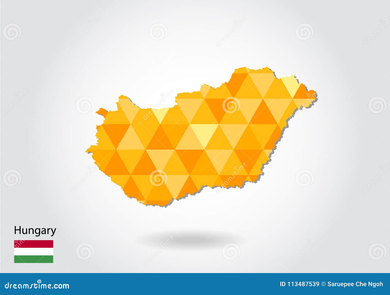Geometric Polygonal Style Vector Map of Hungary. Low Poly Map of ...