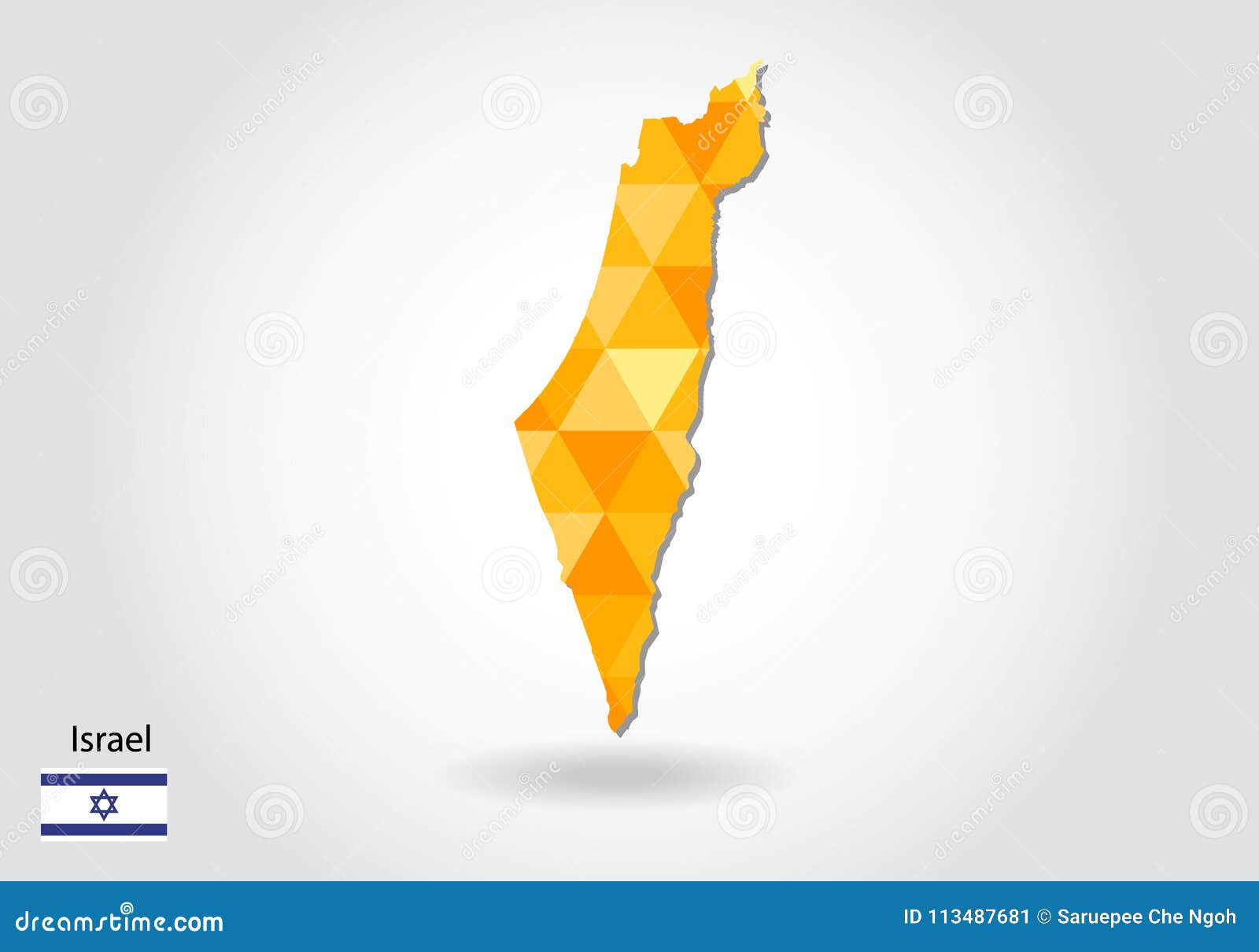 Geometric Polygonal Style Vector Map of Israel. Low Poly Map of Israel ...
