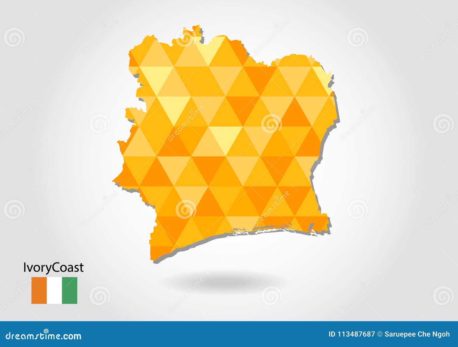 Geometric Polygonal Style Vector Map of Ivory Coast. Low Poly Map of ...