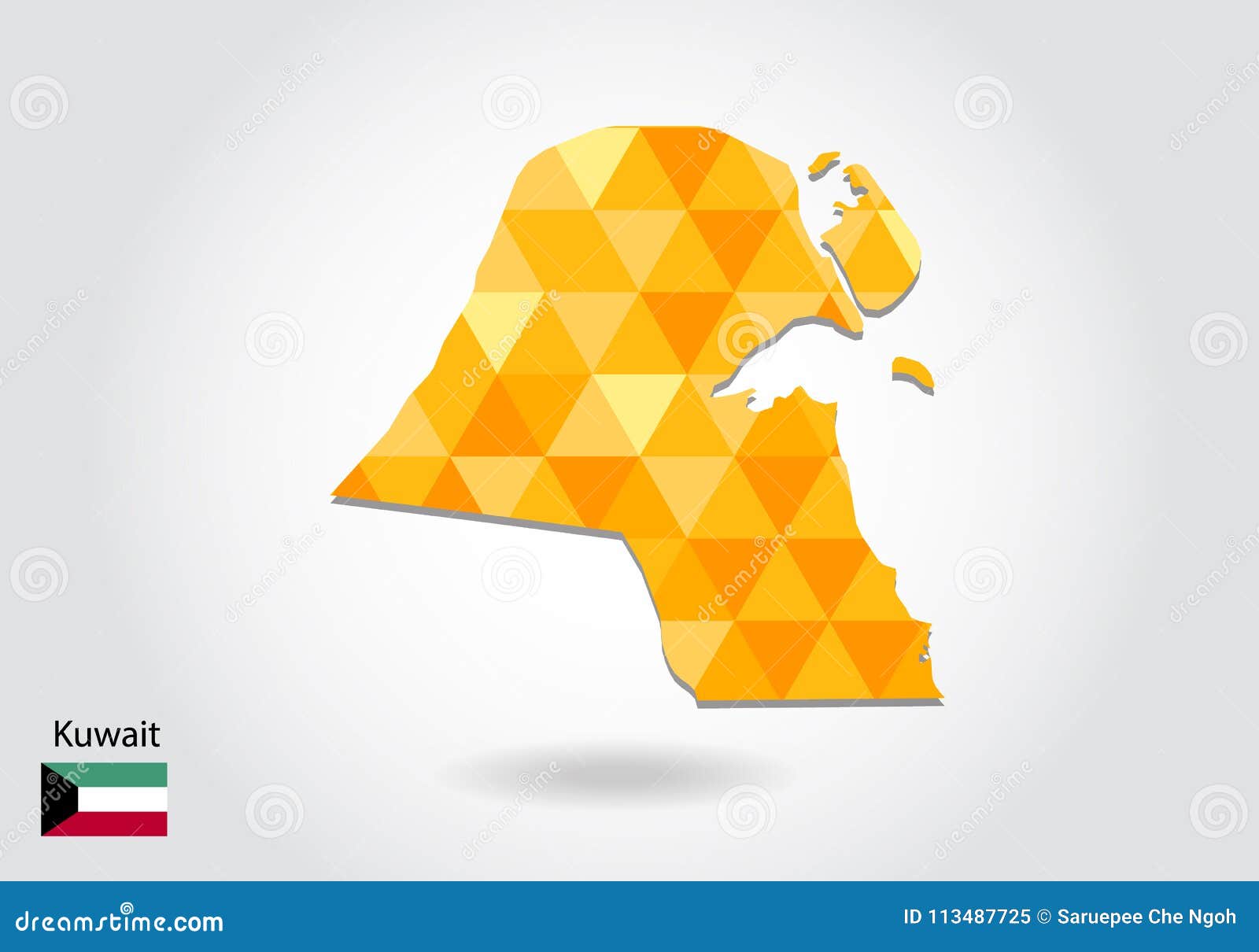 Geometric Polygonal Style Vector Map of Kuwait. Low Poly Map of Kuwait ...