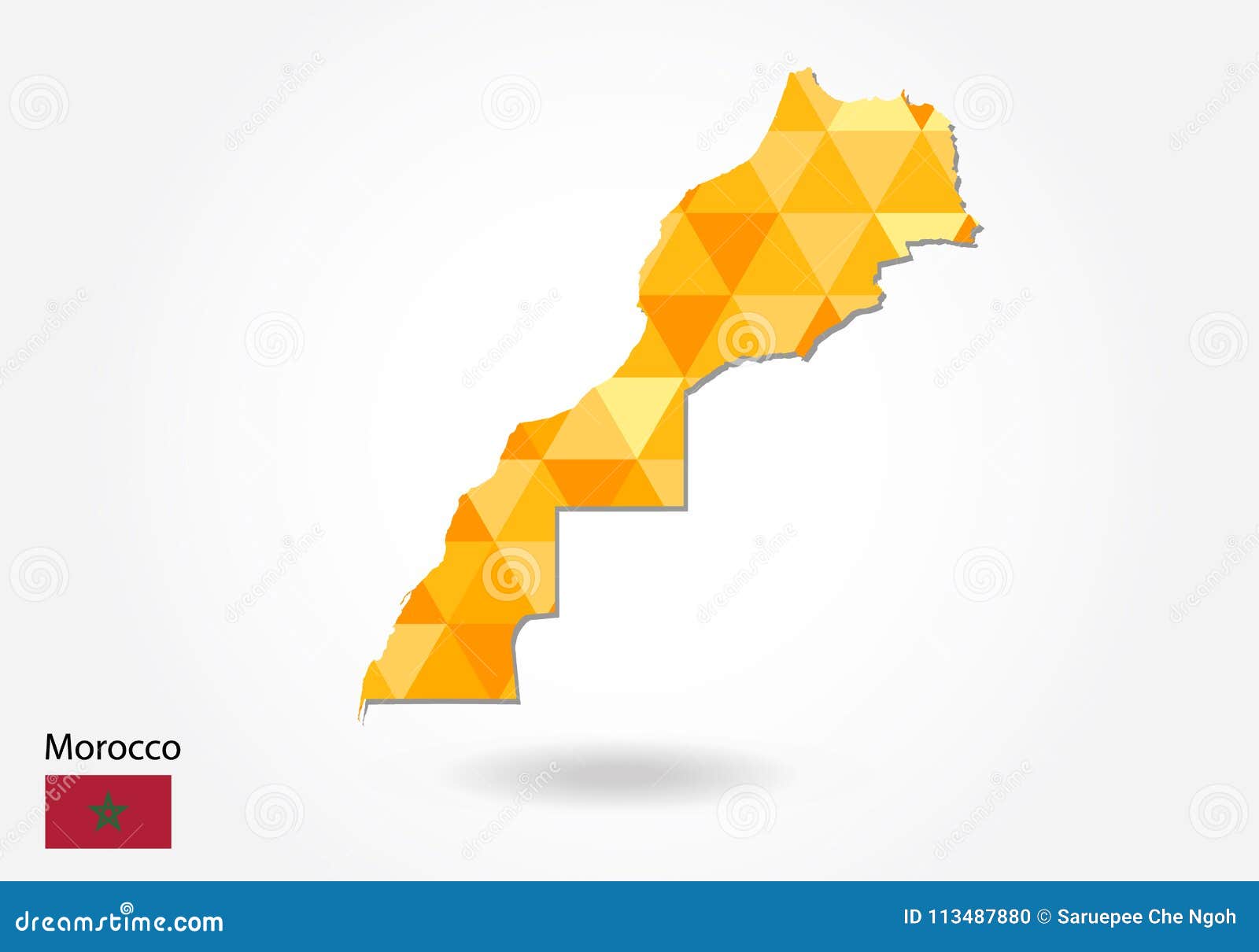 Geometric Polygonal Style Vector Map of Morocco. Low Poly Map of ...