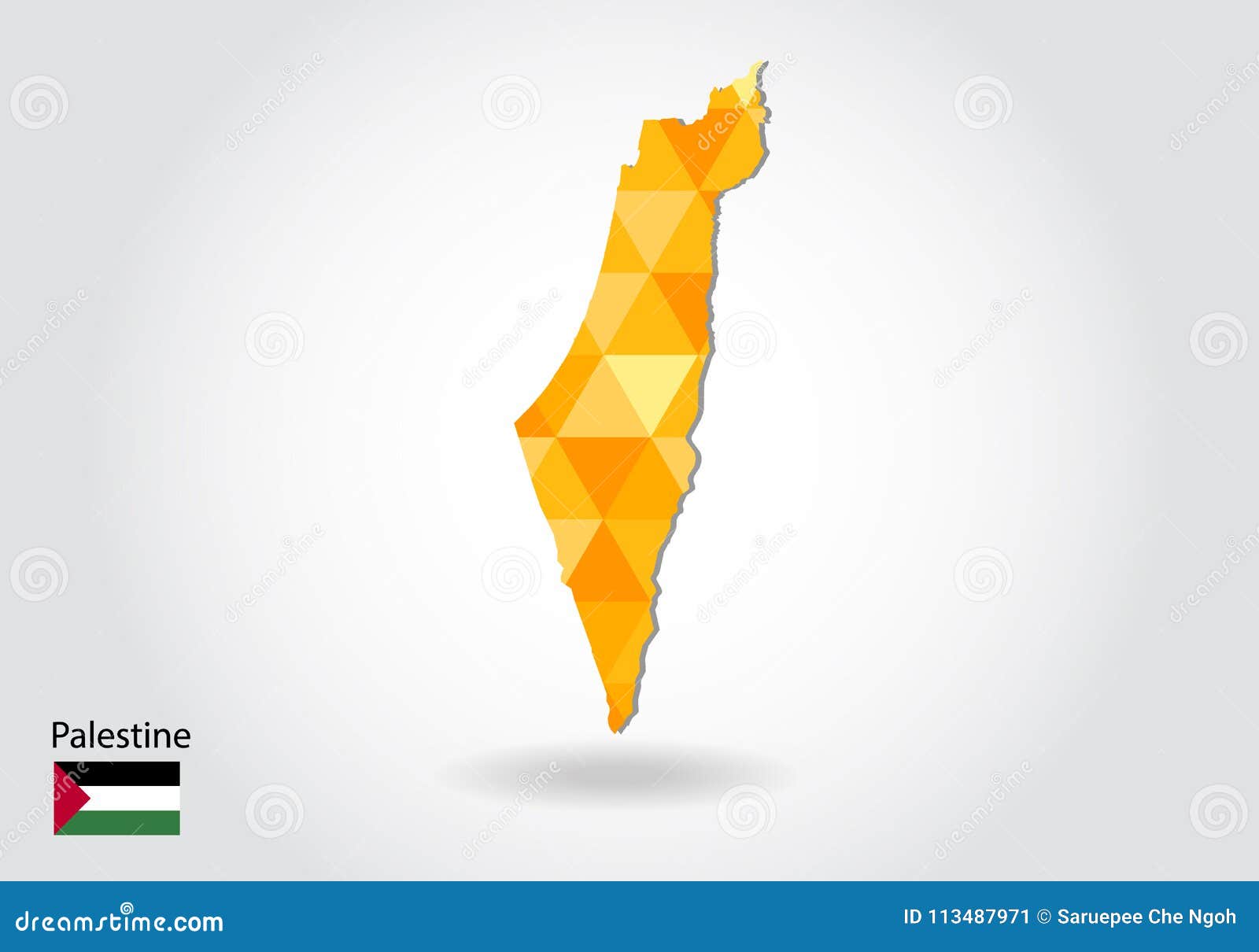 Geometric Polygonal Style Vector Map of Palestine. Low Poly Map of ...