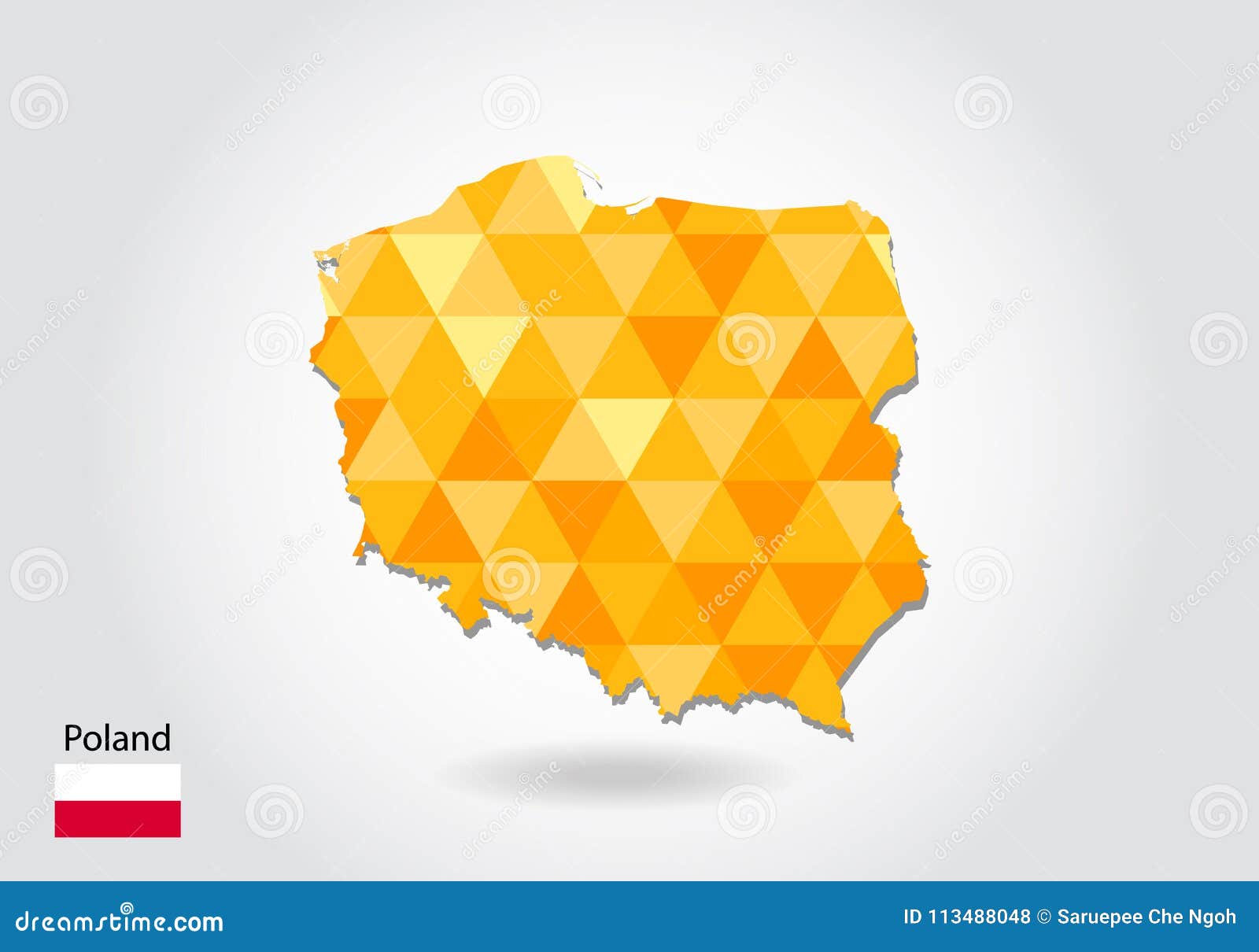 Geometric Polygonal Style Vector Map of Poland. Low Poly Map of Poland ...
