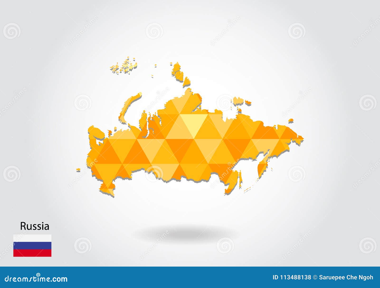 Geometric Polygonal Style Vector Map of Russia. Low Poly Map of Russia ...