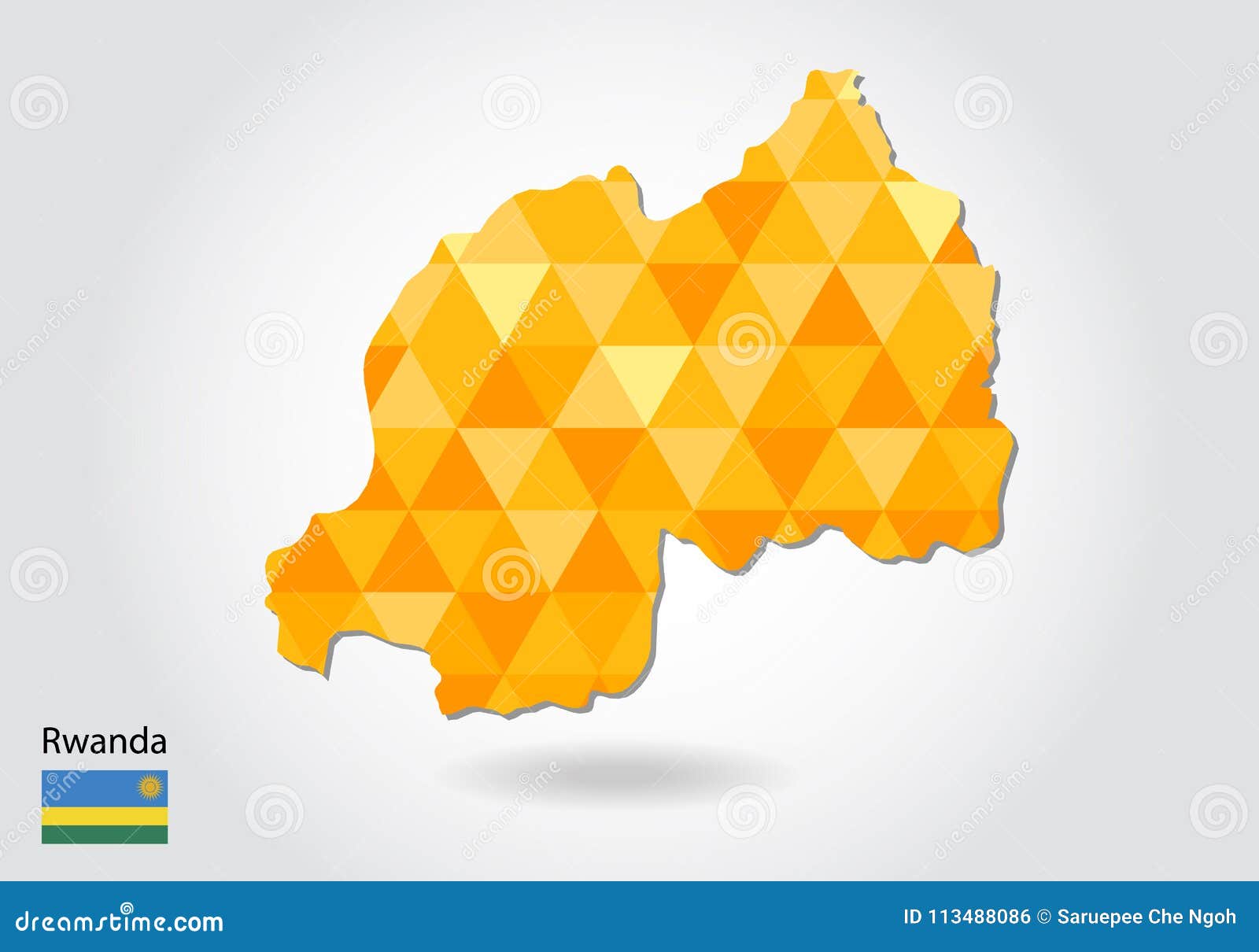 Geometric Polygonal Style Vector Map of Rwanda. Low Poly Map of Rwanda ...