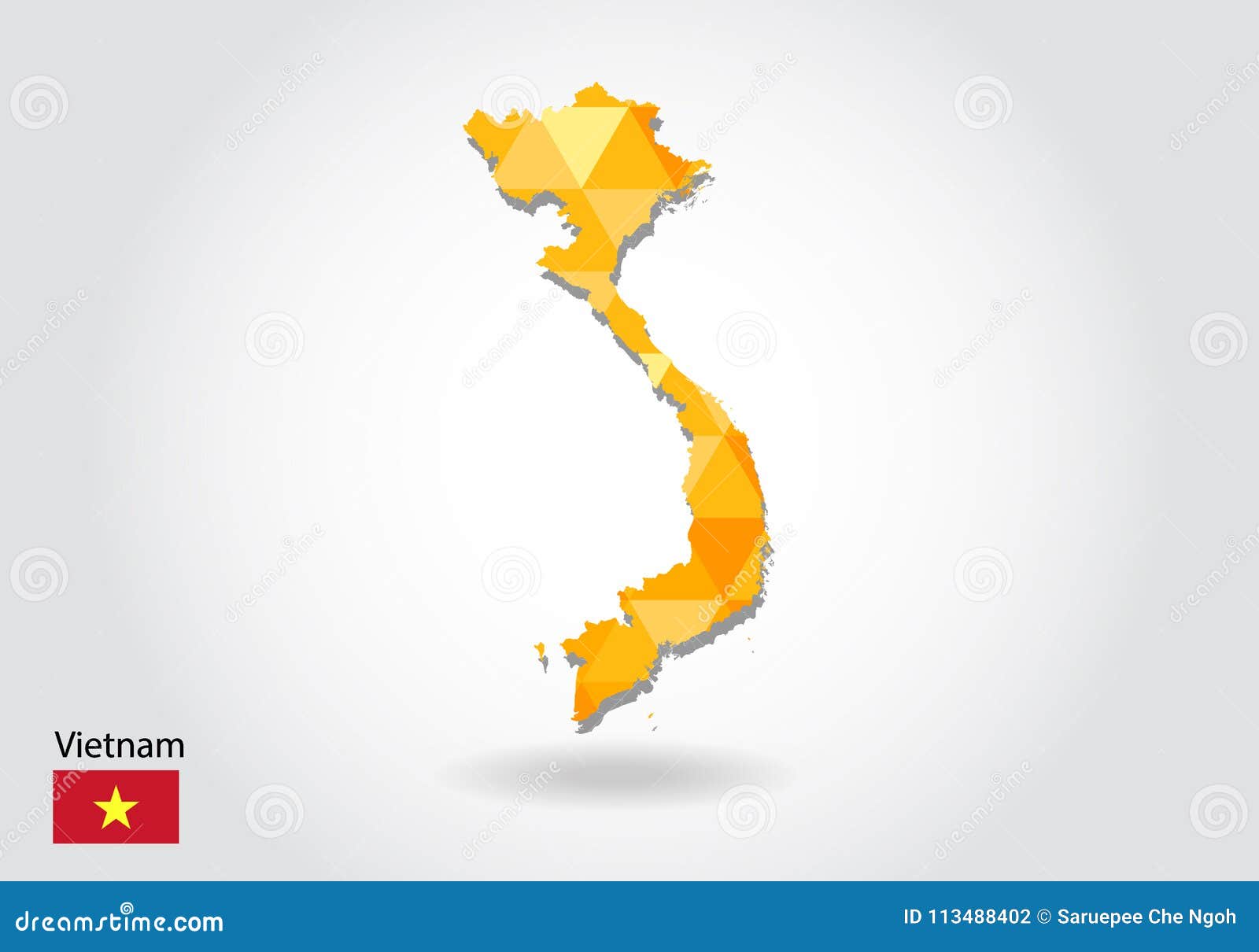 Geometric Polygonal Style Vector Map of Vietnam. Low Poly Map of ...