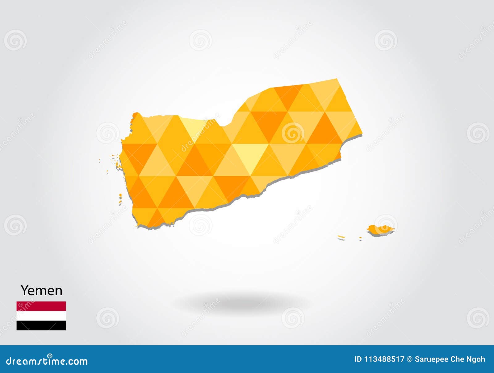 Geometric Polygonal Style Vector Map of Yemen. Low Poly Map of Yemen ...
