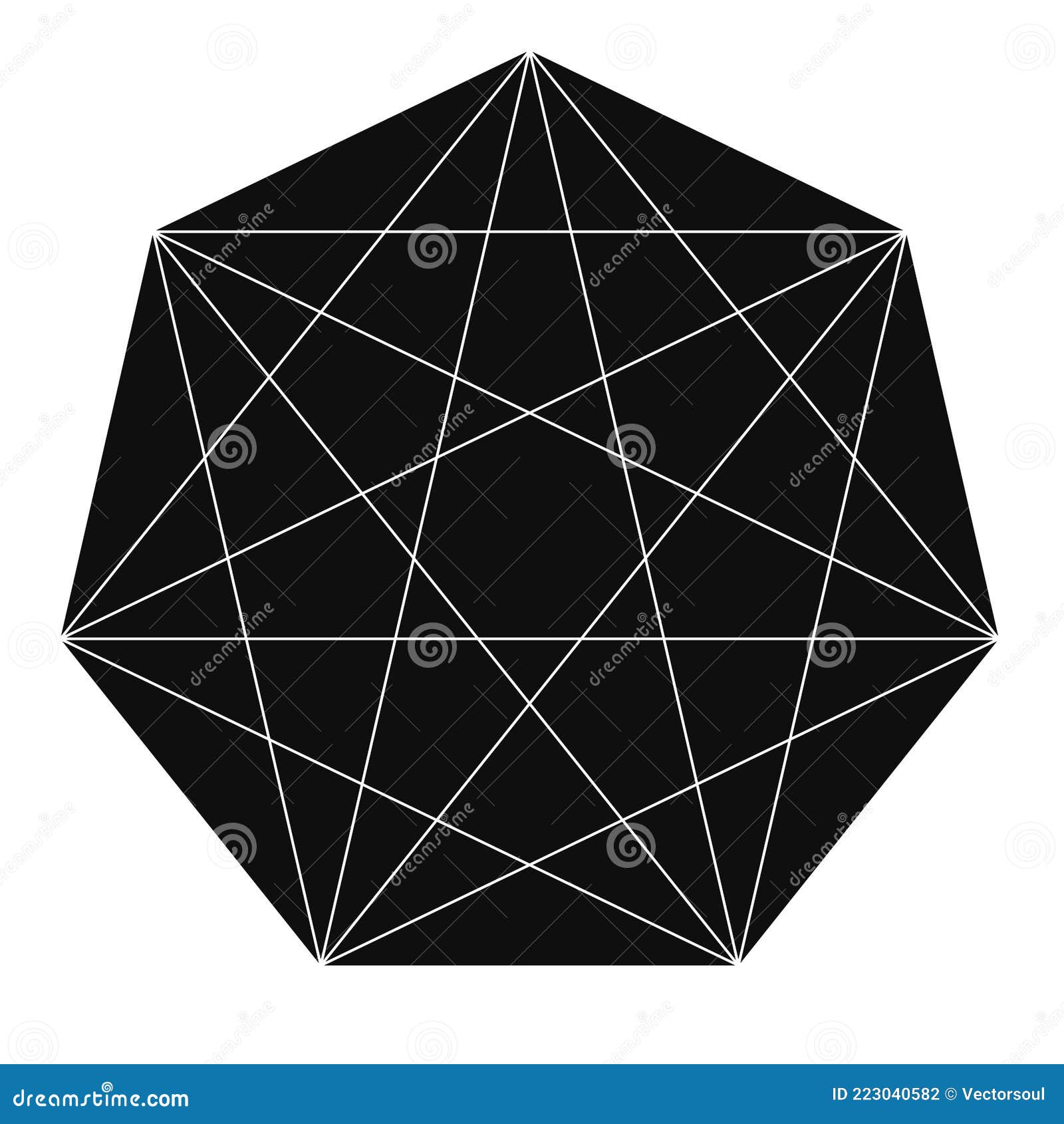 Geometric Polygone Element with Angles Drawn. Intersected Lines Star ...