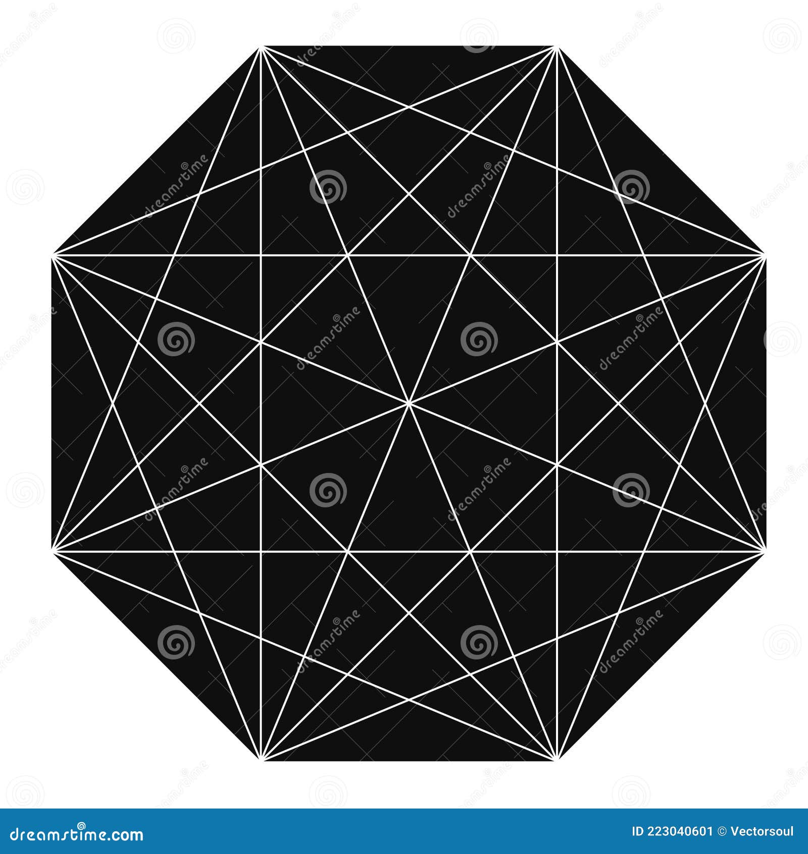 Geometric Polygone Element with Angles Drawn. Intersected Lines Star ...
