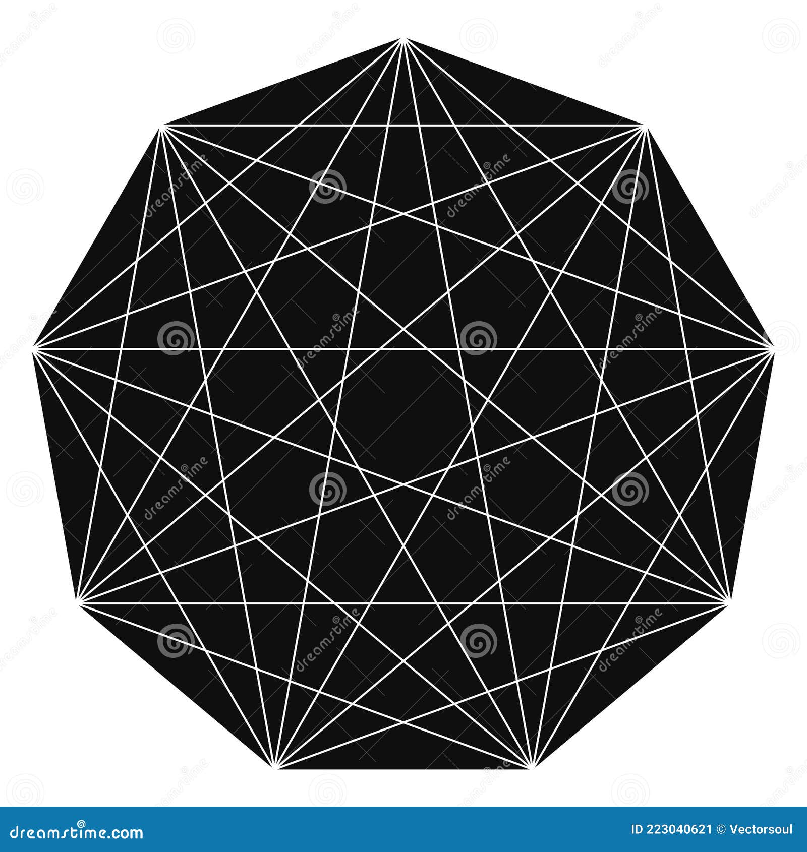 Geometric Polygone Element with Angles Drawn. Intersected Lines Star ...
