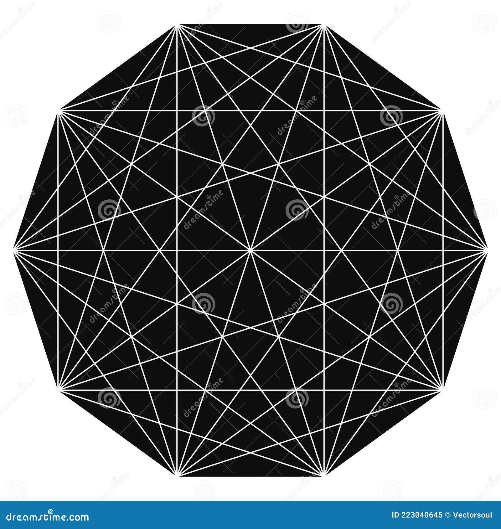 Geometric Polygone Element with Angles Drawn. Intersected Lines Star ...