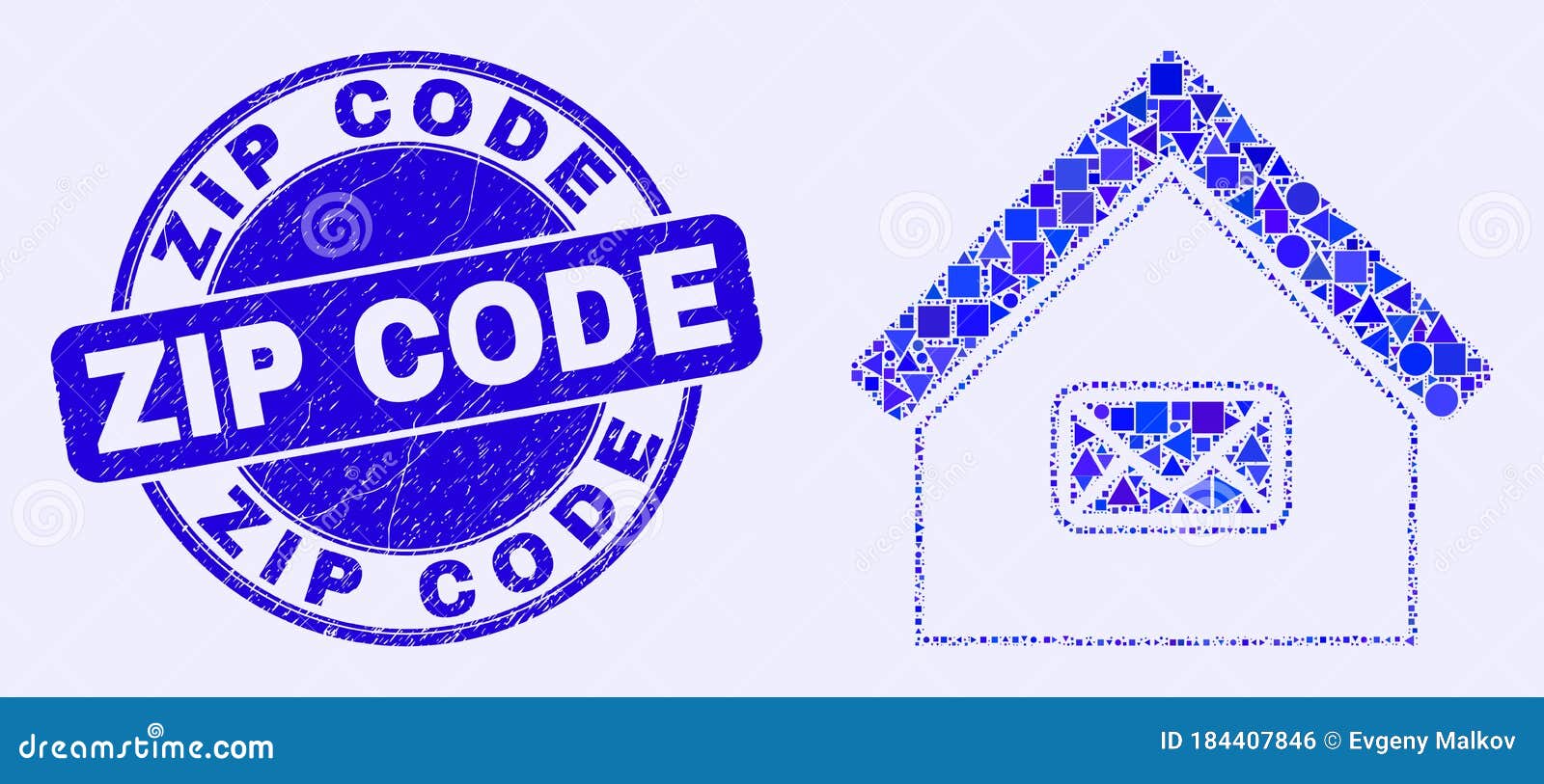 Blue Distress Zip Code Stamp and Post Office Mosaic Stock Vector ...