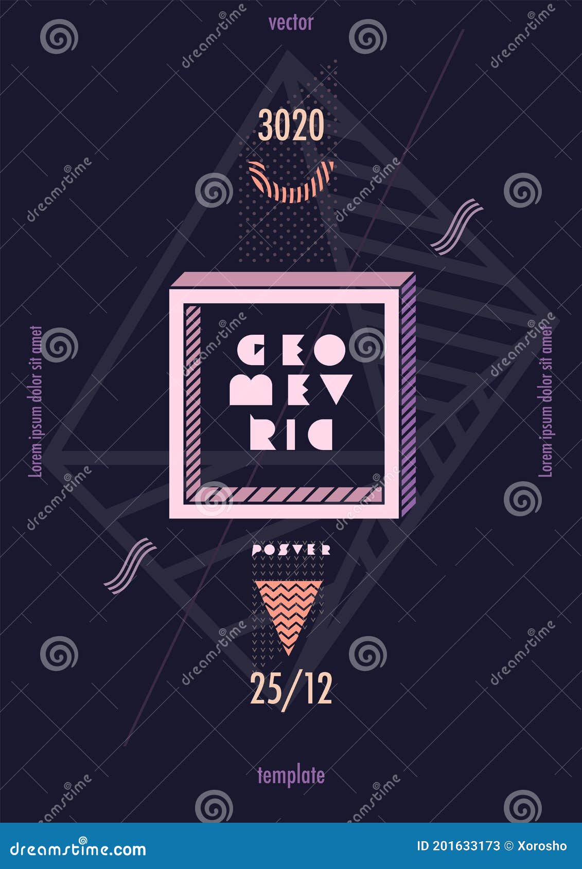 Geometric Poster Design . Minimalistic Isometric Template Stock Vector ...