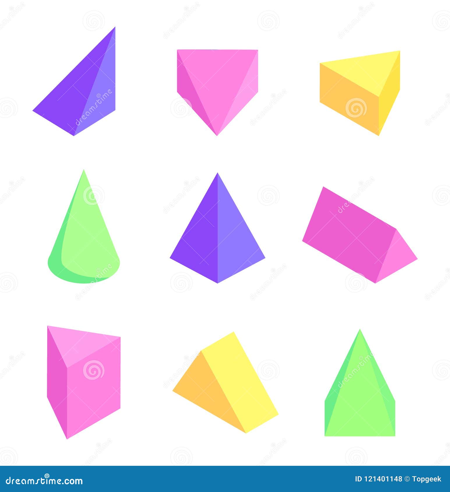 Geometric Prisms Set, Colorful Vector Illustration Stock Vector ...