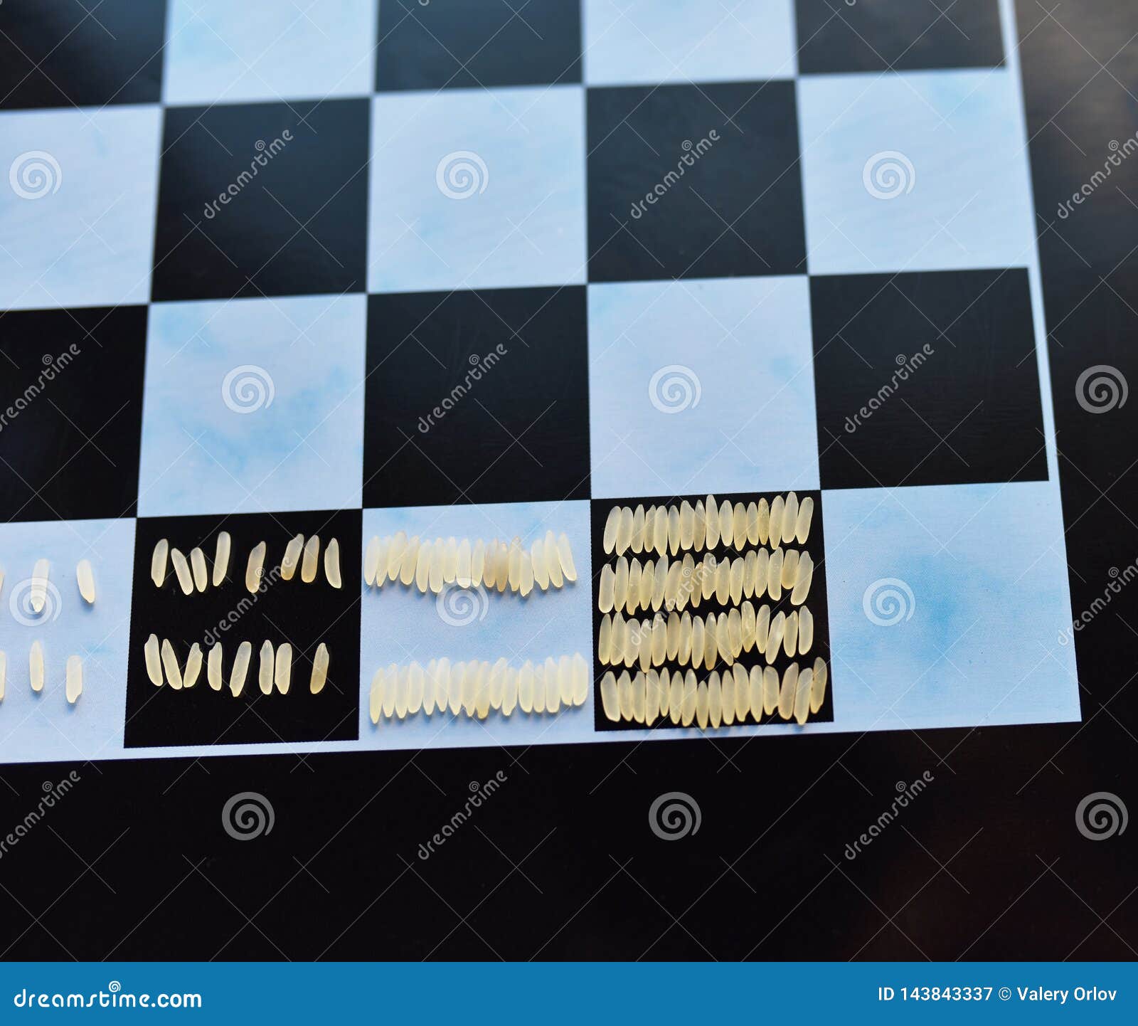 A Geometric Progression of Rice on a Chess Board Stock Image - Image of ...