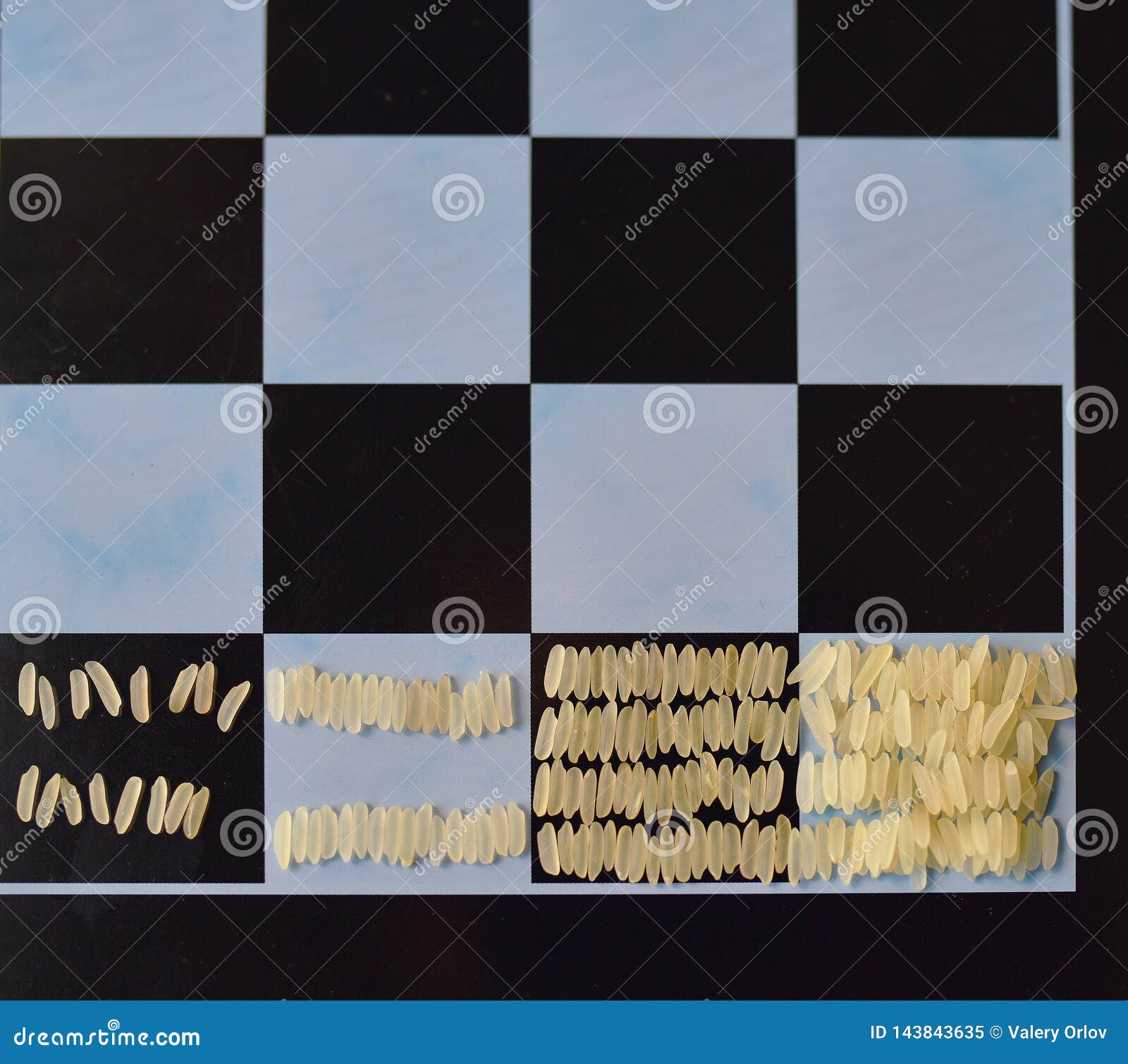 A Geometric Progression of Rice on a Chess Board Stock Image - Image of ...