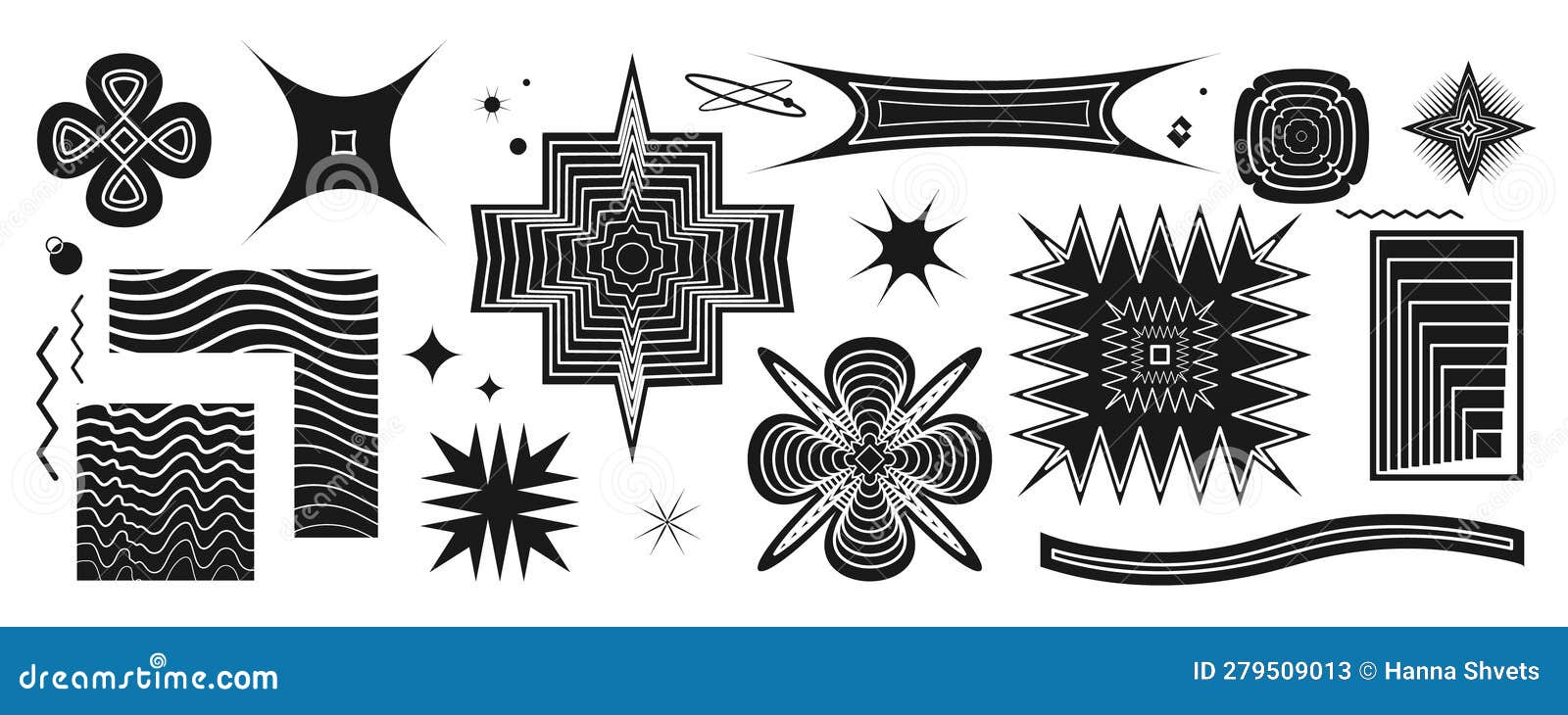 Geometric Psychedelic Shapes in Black and White Based on a Square ...