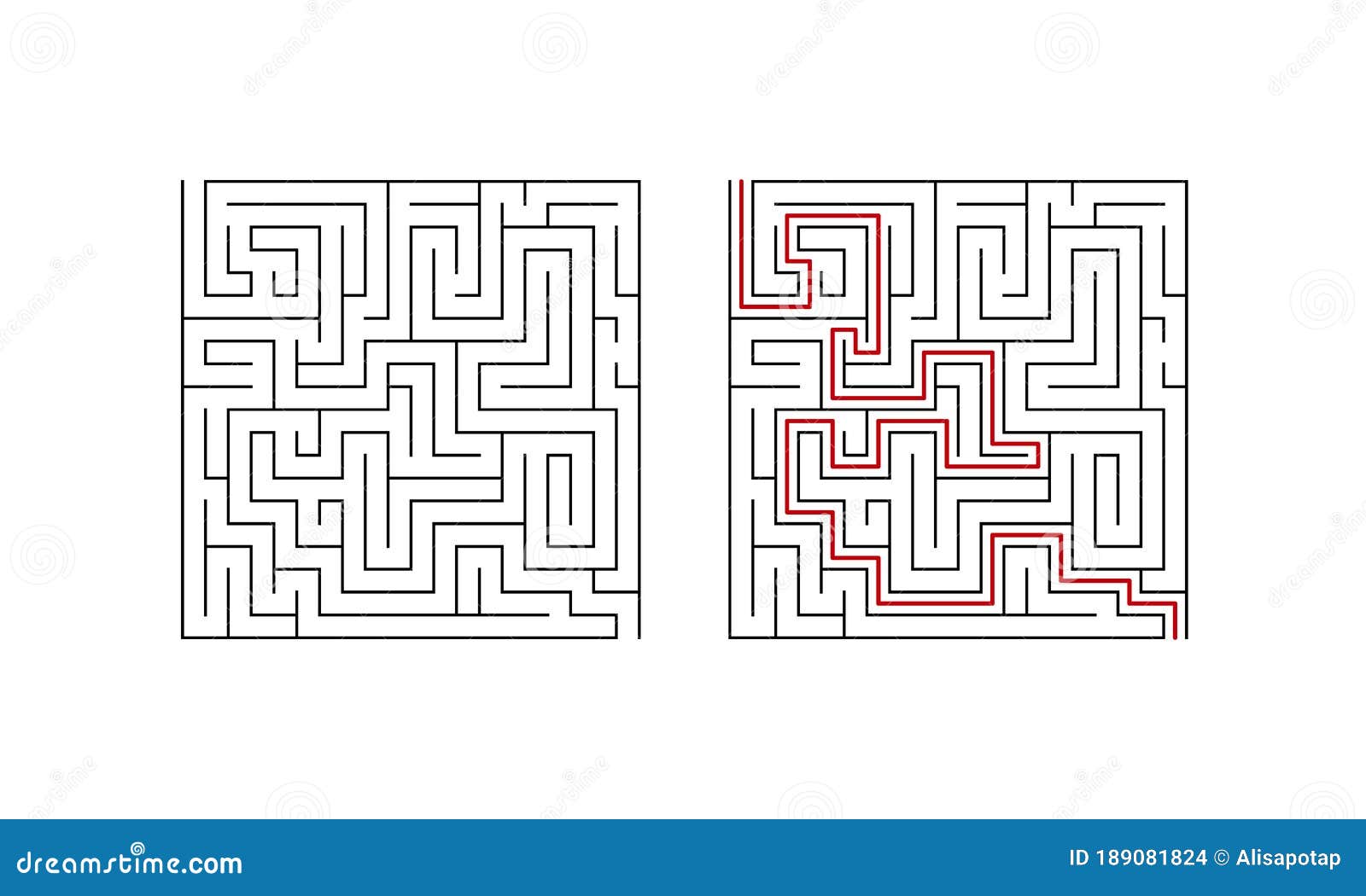 Geometric Puzzle with Solution Stock Vector - Illustration of maze ...