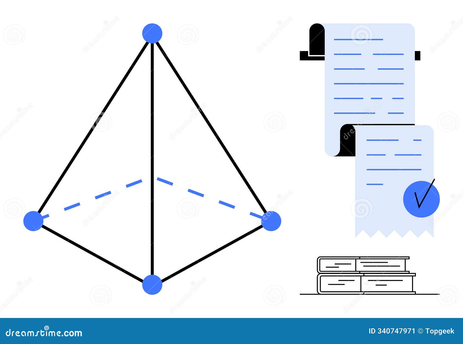 Geometric Pyramid with Documents and Books in Simple Color Infographic ...
