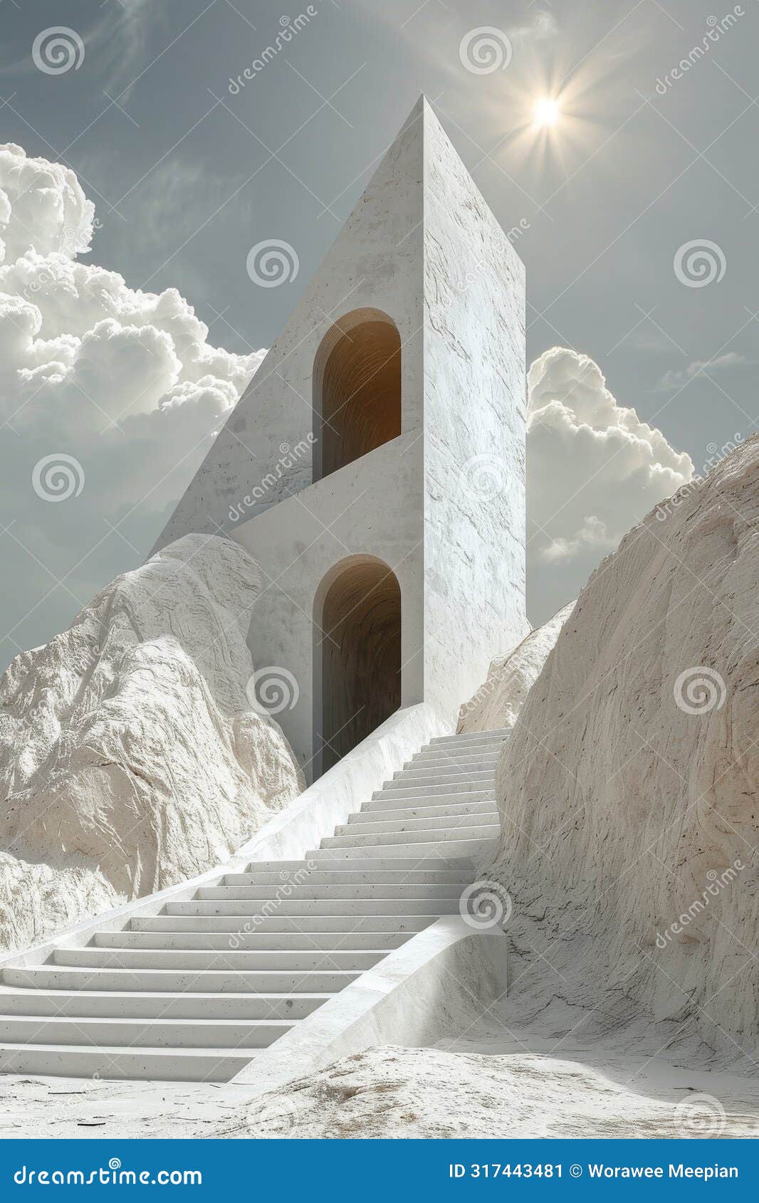 A Geometric Pyramid with a Triangular Entrance is Surrounded by a ...