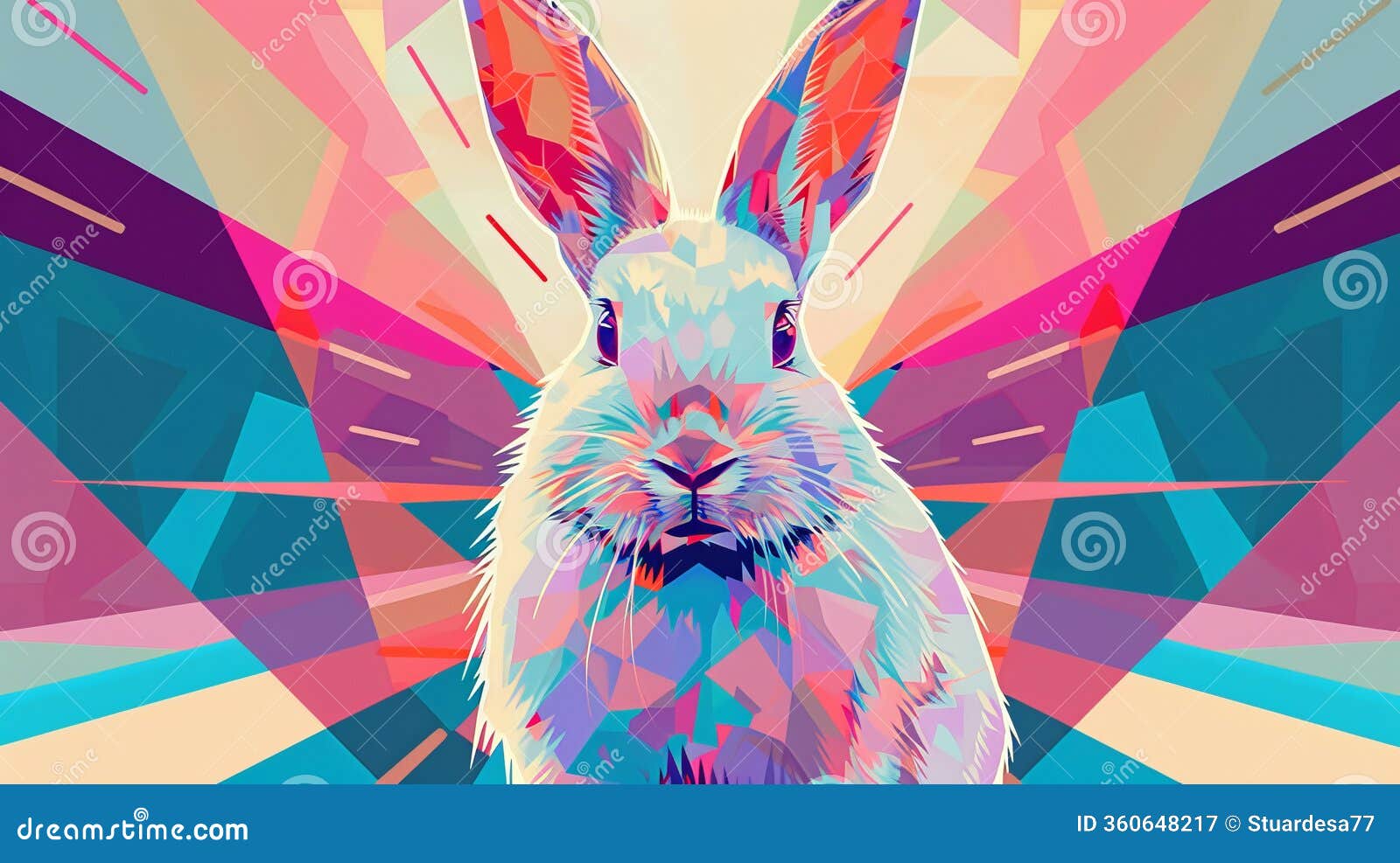 Geometric Rabbit Portrait with Modern Abstract Design Stock Image ...