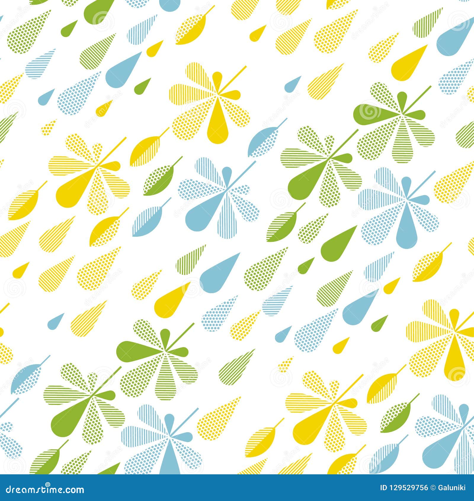 Geometric Raindrop and Fall Leaves Seamless Pattern Stock Vector ...