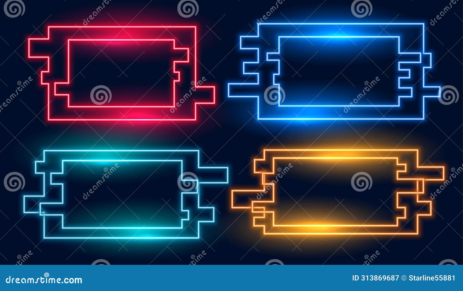 Geometric Rectangular Loop. Abstract Background. Cartoon Vector ...