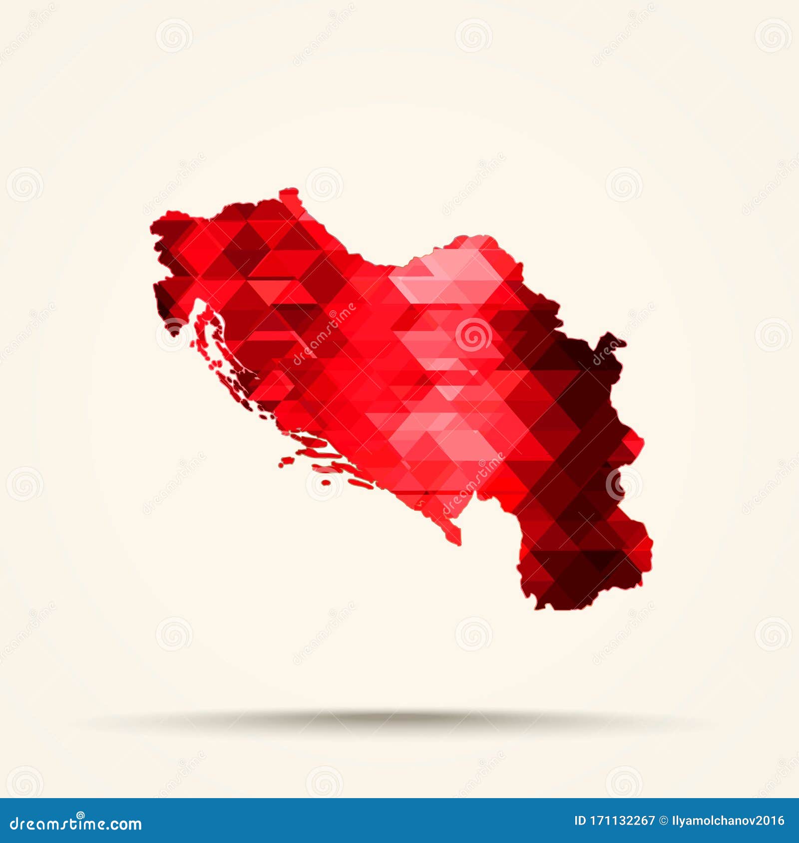 Geometric Red Map of Yugoslavia Flag Colors Stock Vector - Illustration ...