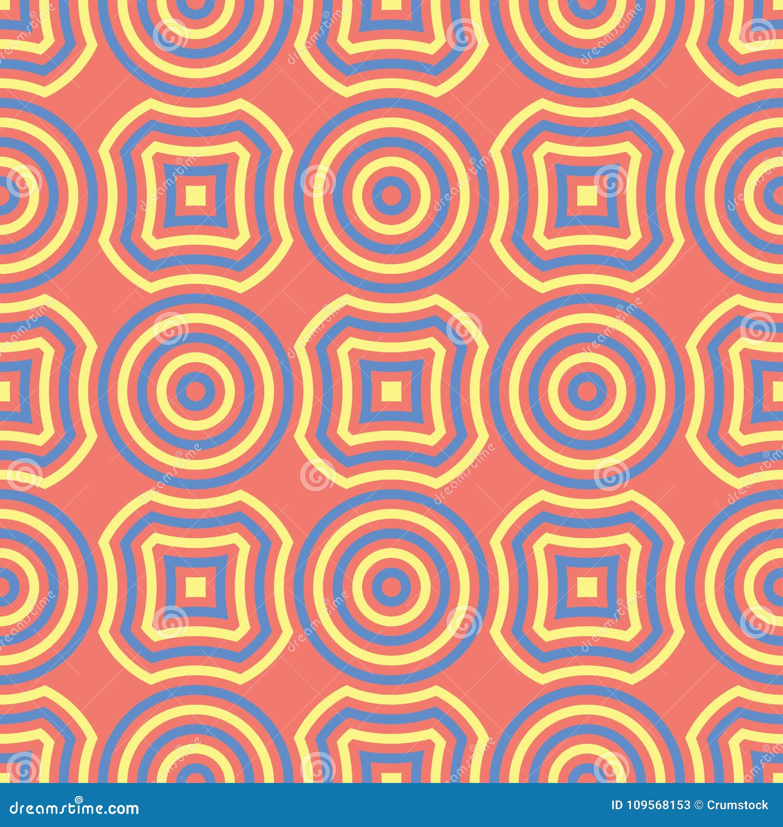 Geometric Red Orange Seamless Pattern. Bright Background with Blue and ...