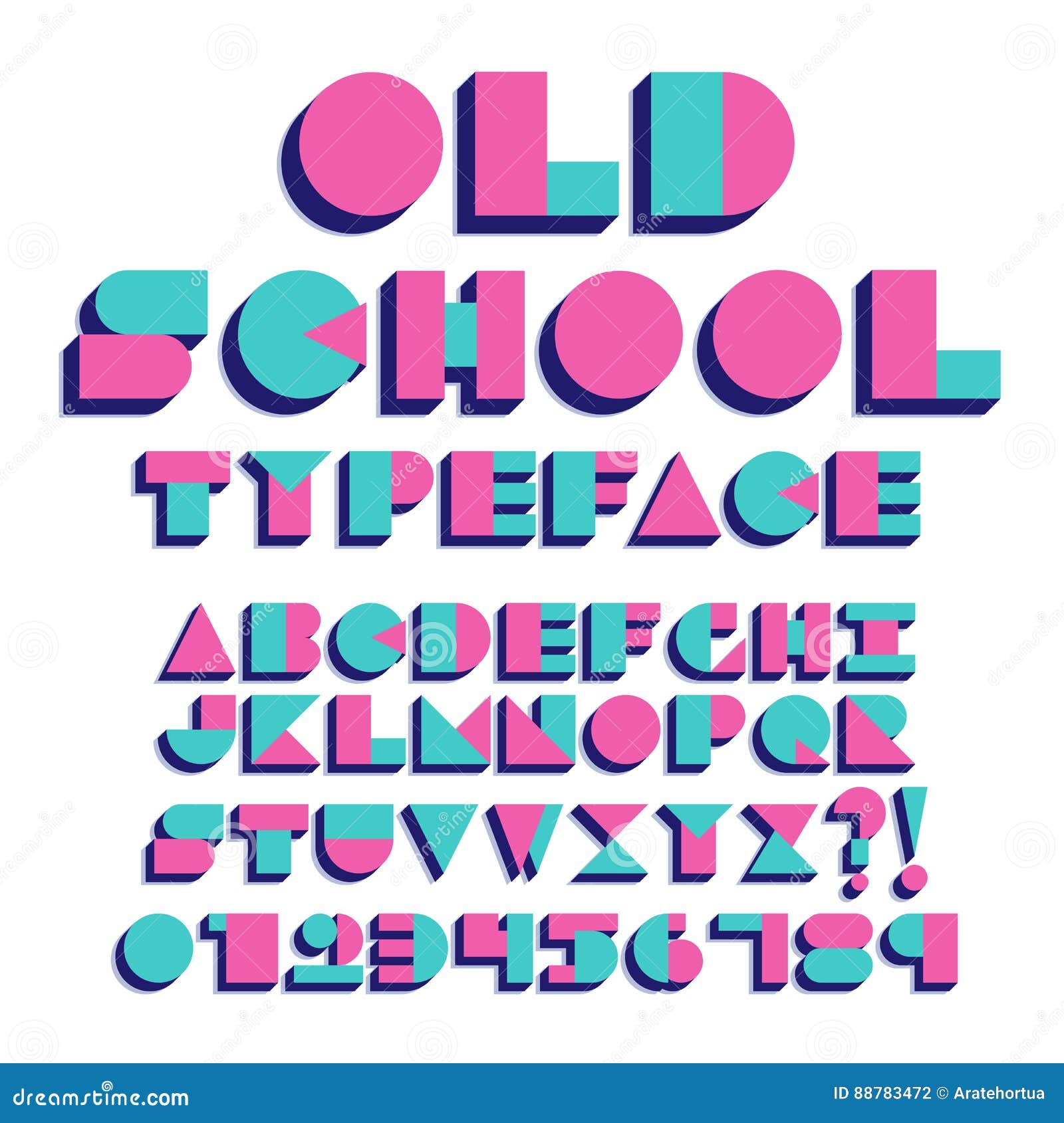 Geometric Retro Font Isolated. 90s 80s Style Stock Illustration ...
