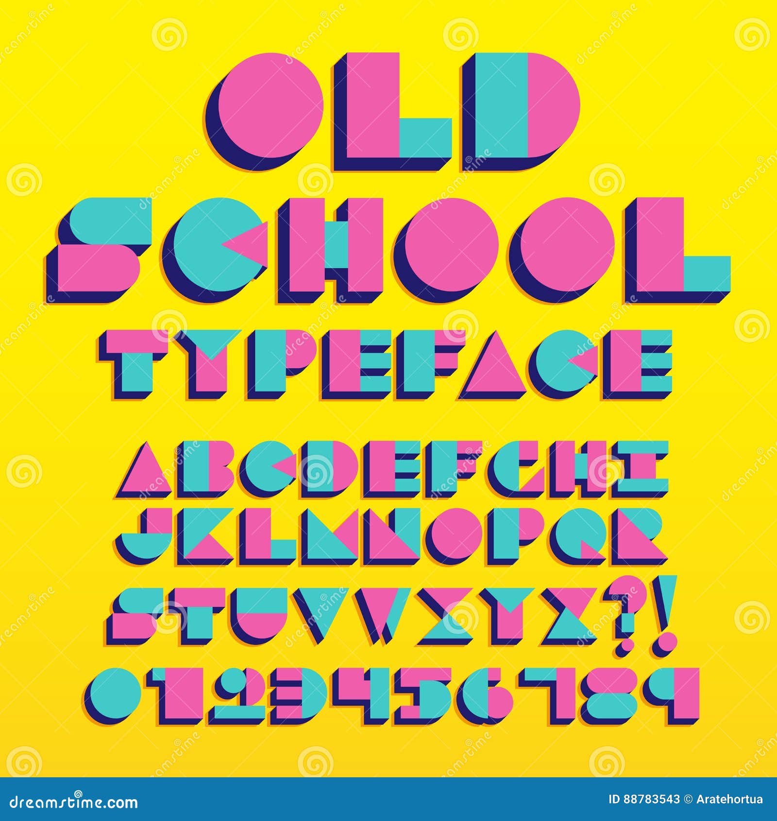 Geometric Retro Font Isolated. 90s 80s Style Stock Illustration ...