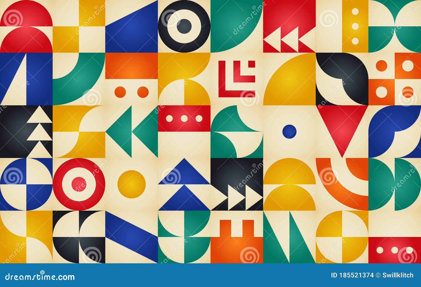 Geometric Retro Pattern With 30s Styled Shapes Vector Illustration ...