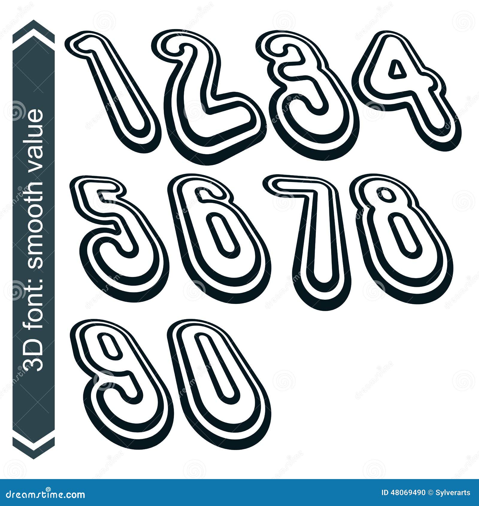 Geometric Retro Style Graphic Numbers in Rotation, Vector Doodle Stock ...