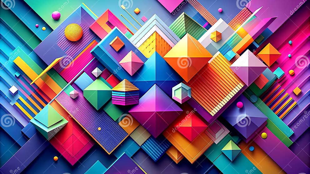 Geometric Rhapsody A Dynamic Abstract Composition Exploding With Color And Form Generative Ai