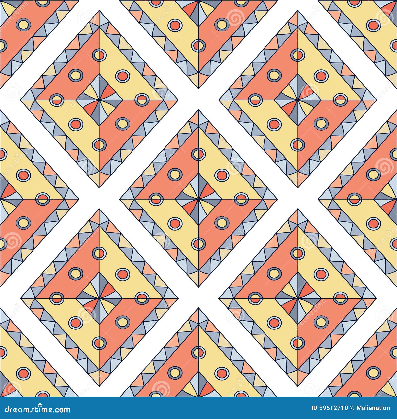 Geometric Rhombus. Seamless Vector Pattern. Abstract Ethnic Colorful ...