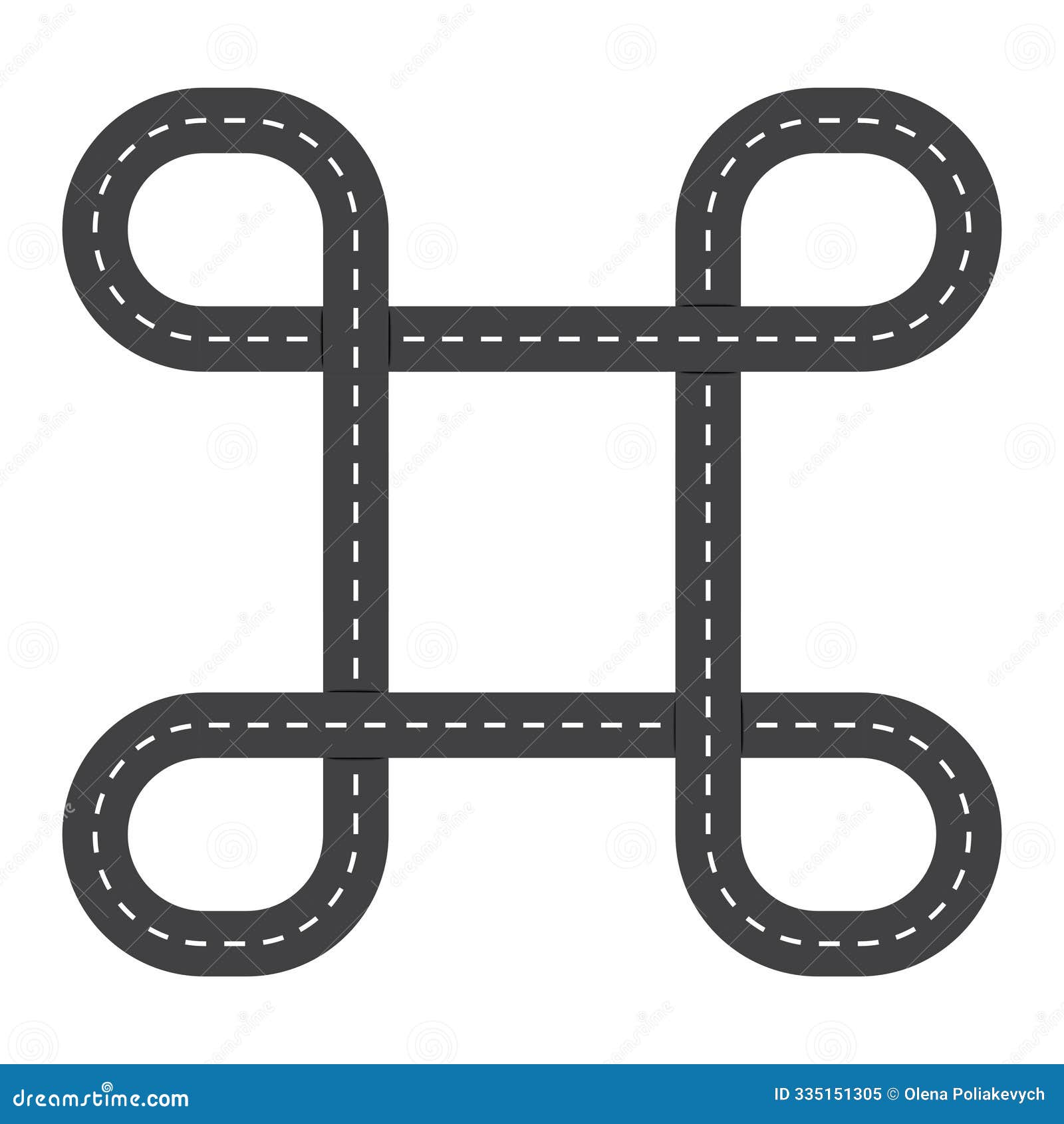 Geometric Road Pattern. Black Highway Loops. Complex Street Network ...