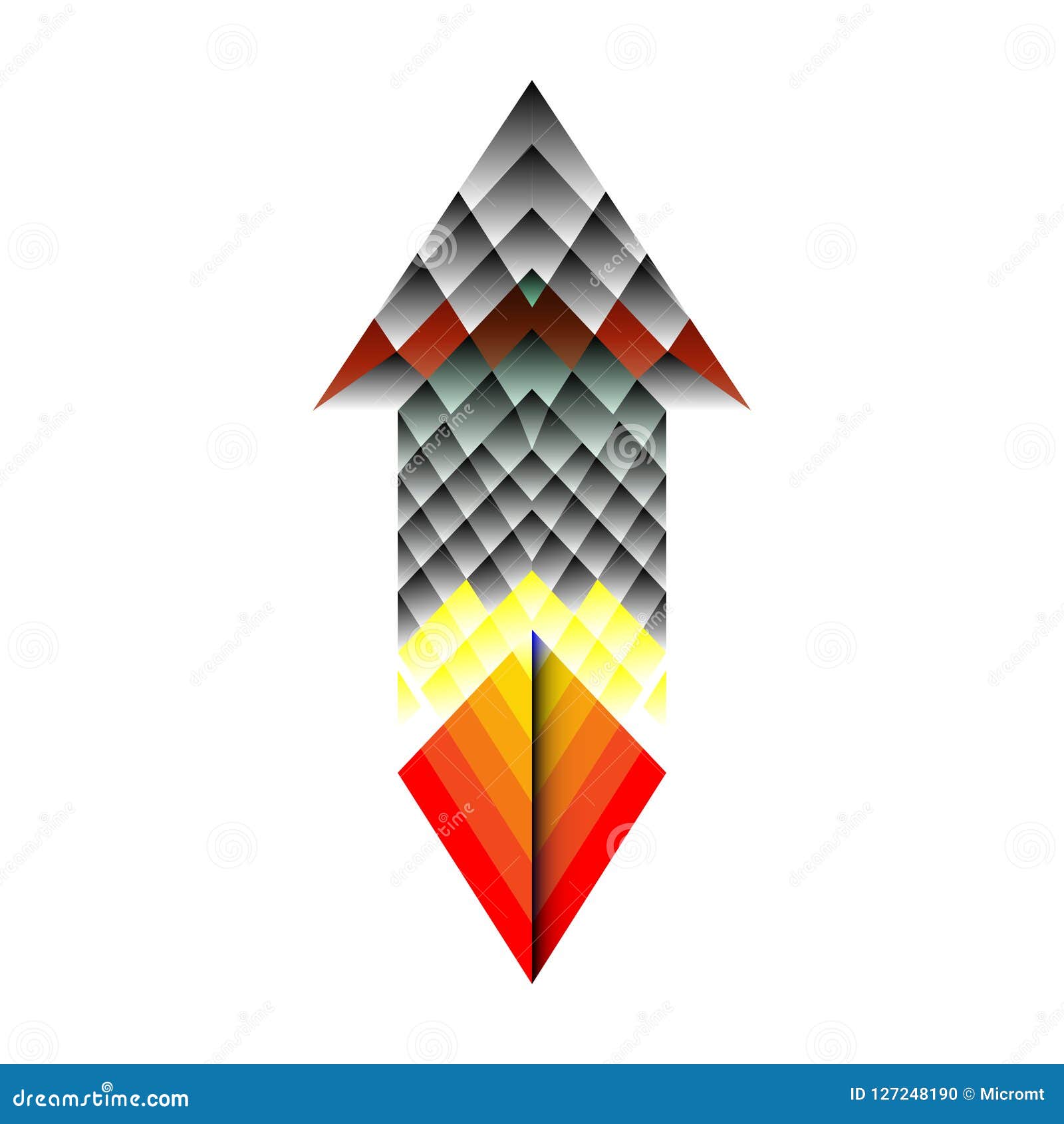 Geometric Stone Rocket, Fire Arrows and Space Pointer. Mini-mockup ...