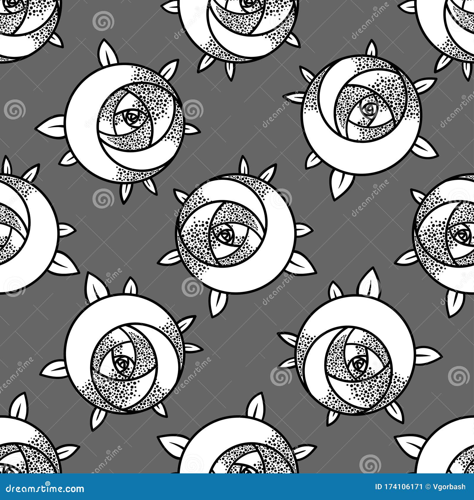 Geometric Rose Flower. Seamless Pattern. Art Deco Style Inspired Stock ...