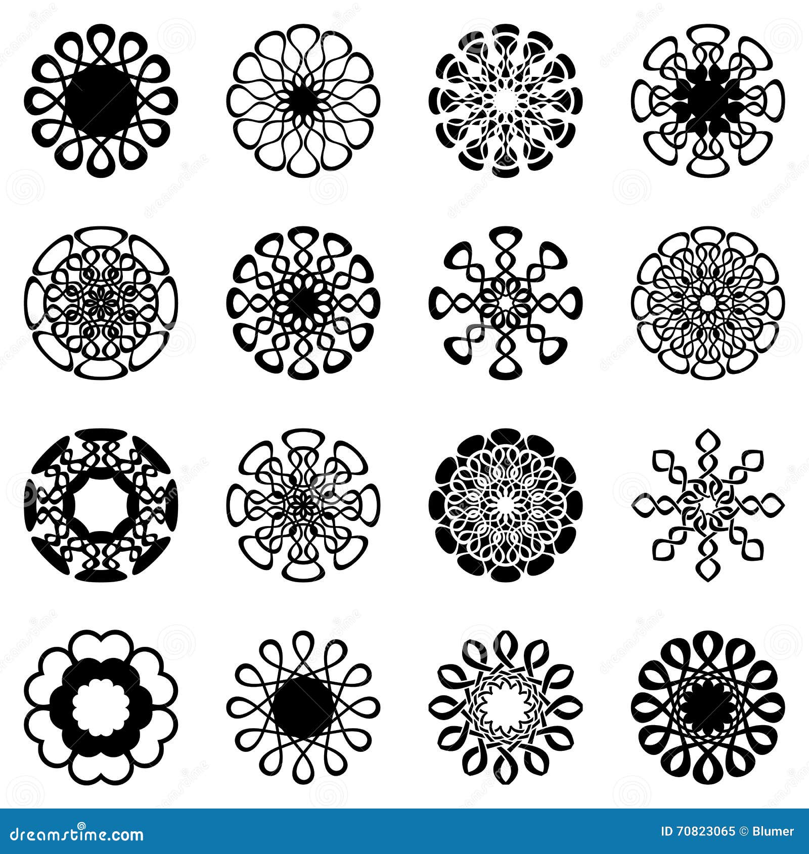 Geometric Round Ornaments Collection Stock Vector - Illustration of ...