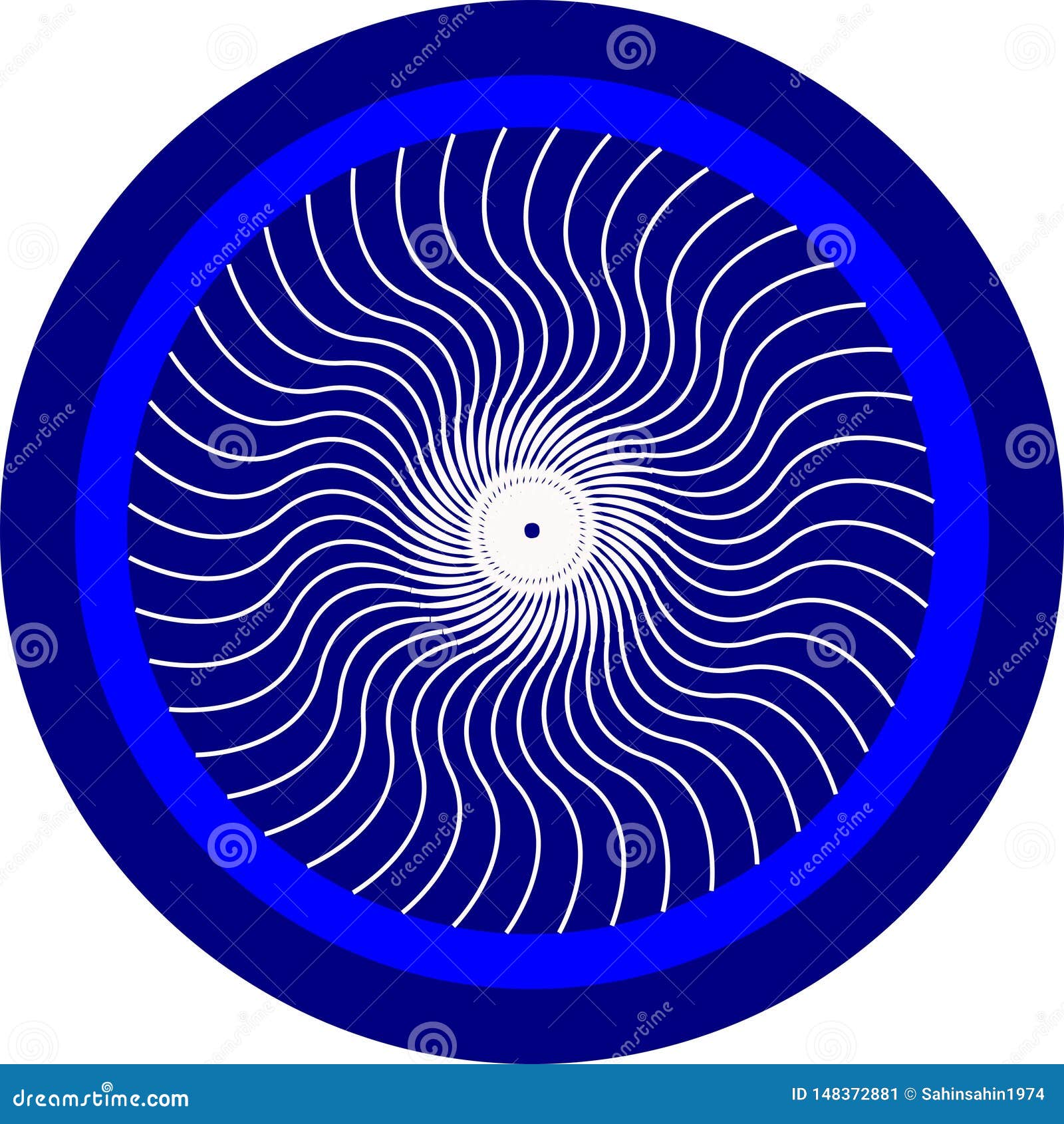 Geometric Round Pattern, Blue and White Circle Pattern Stock Vector ...