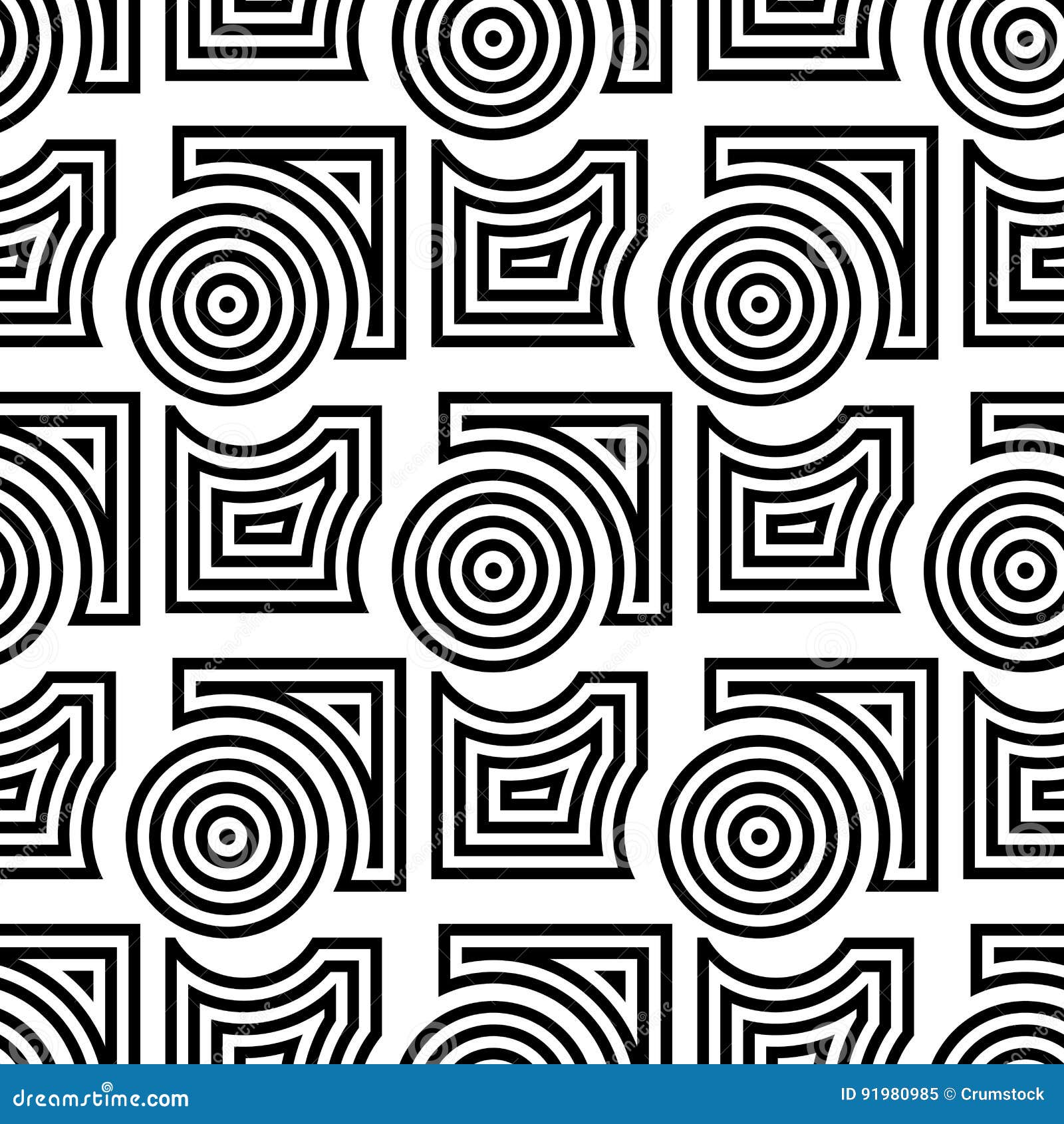 Geometric Round Shape Seamless Pattern. Circles and Rhombus Stock ...