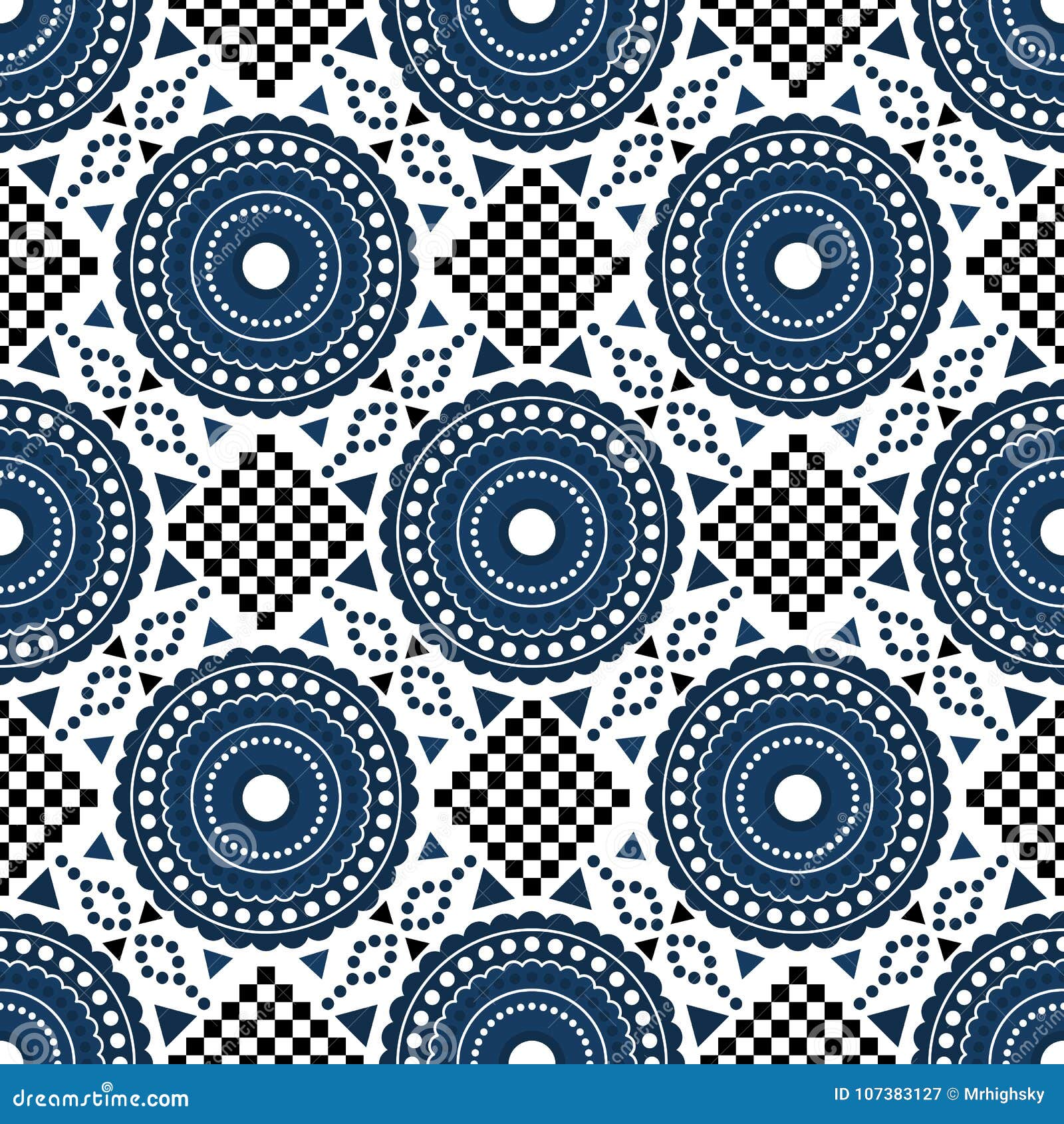 Geometric Royal Blue and White Seamless Pattern Stock Vector ...