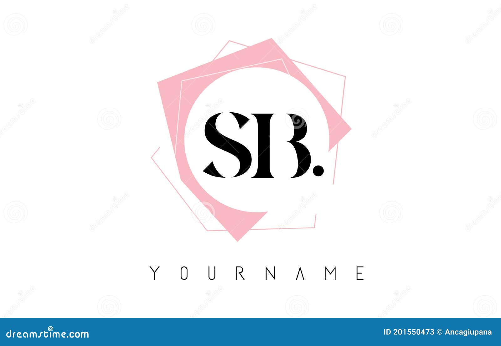 Geometric Sb S B Letters with Pastel Pink Color Logo Design with Circle ...