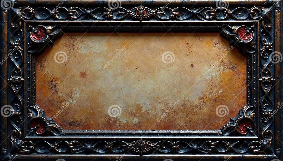 Geometric Scrollwork Etched in Dark Stained Frame, Clean, Pattern Stock ...