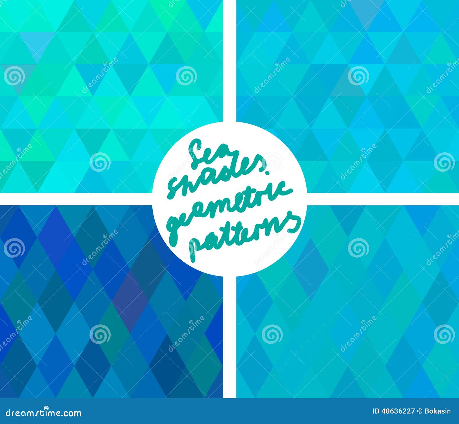 Geometric Sea Shades Pattern Set Stock Vector - Illustration of ...