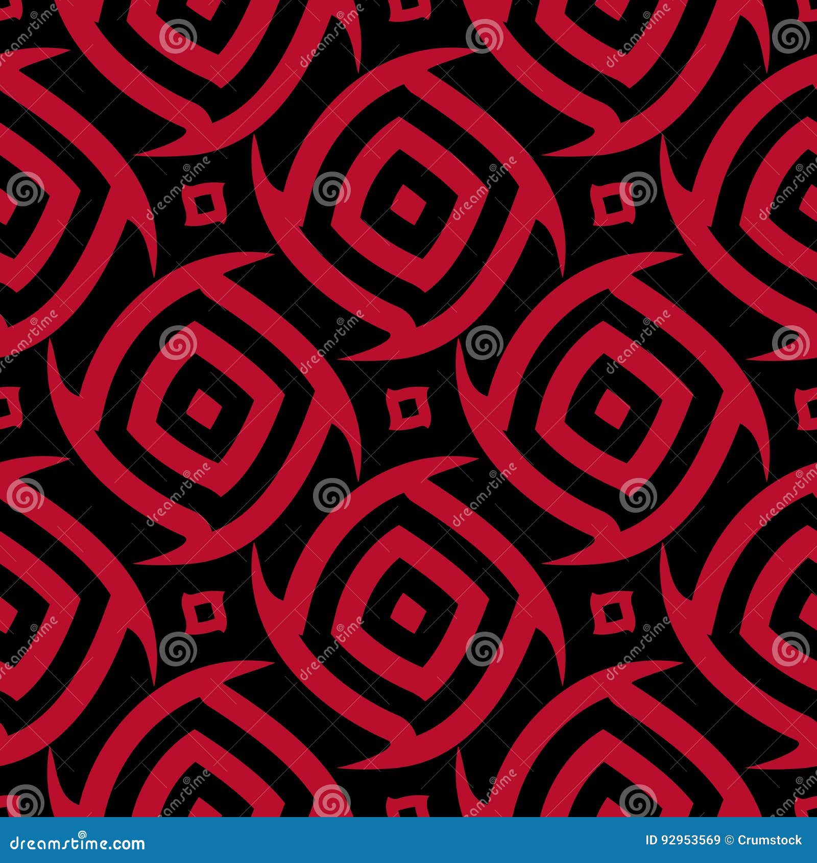 Geometric Seamless Background. Black Background with Red Ornament Stock ...