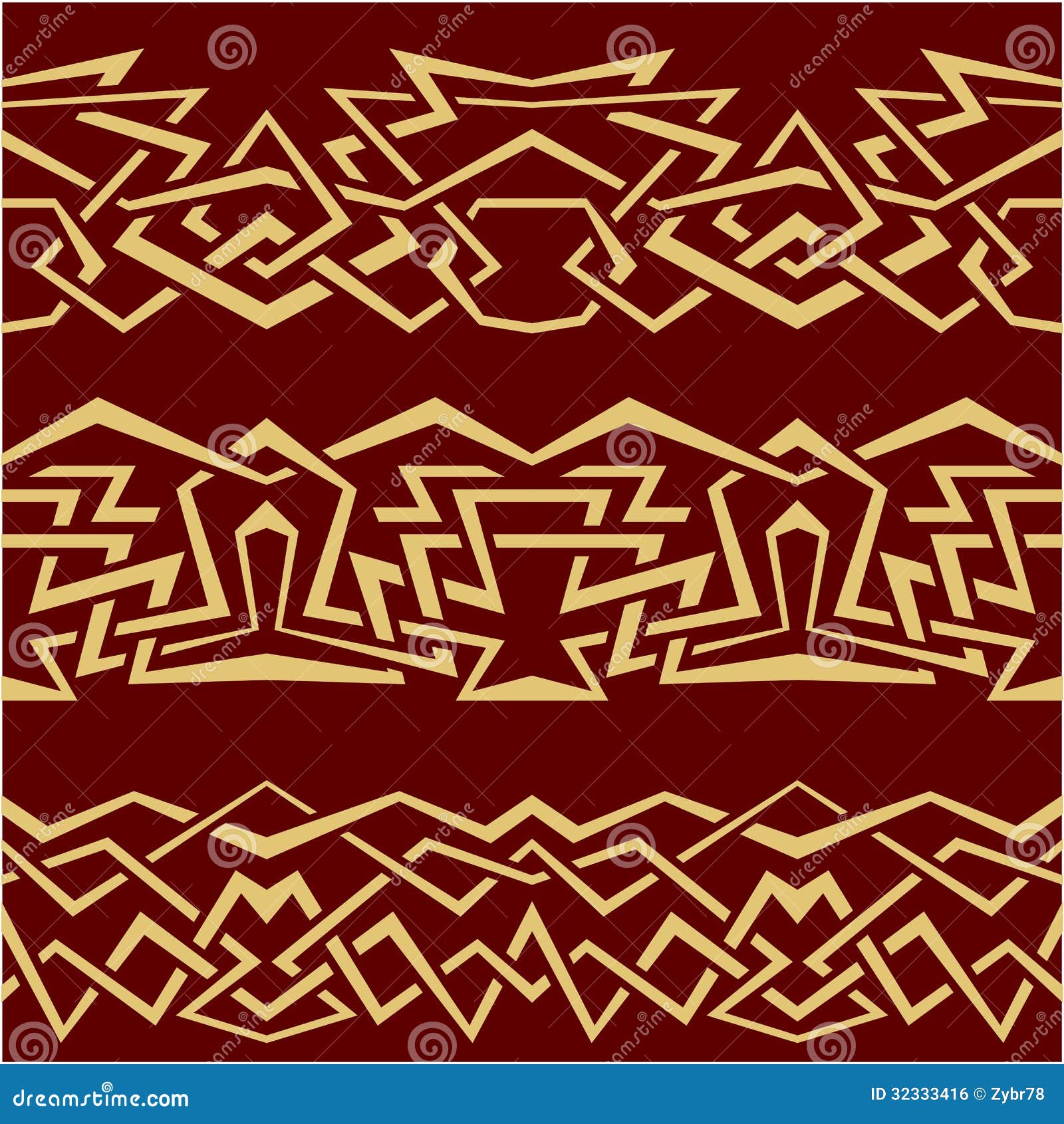 Geometric seamless border stock vector. Illustration of gold - 32333416