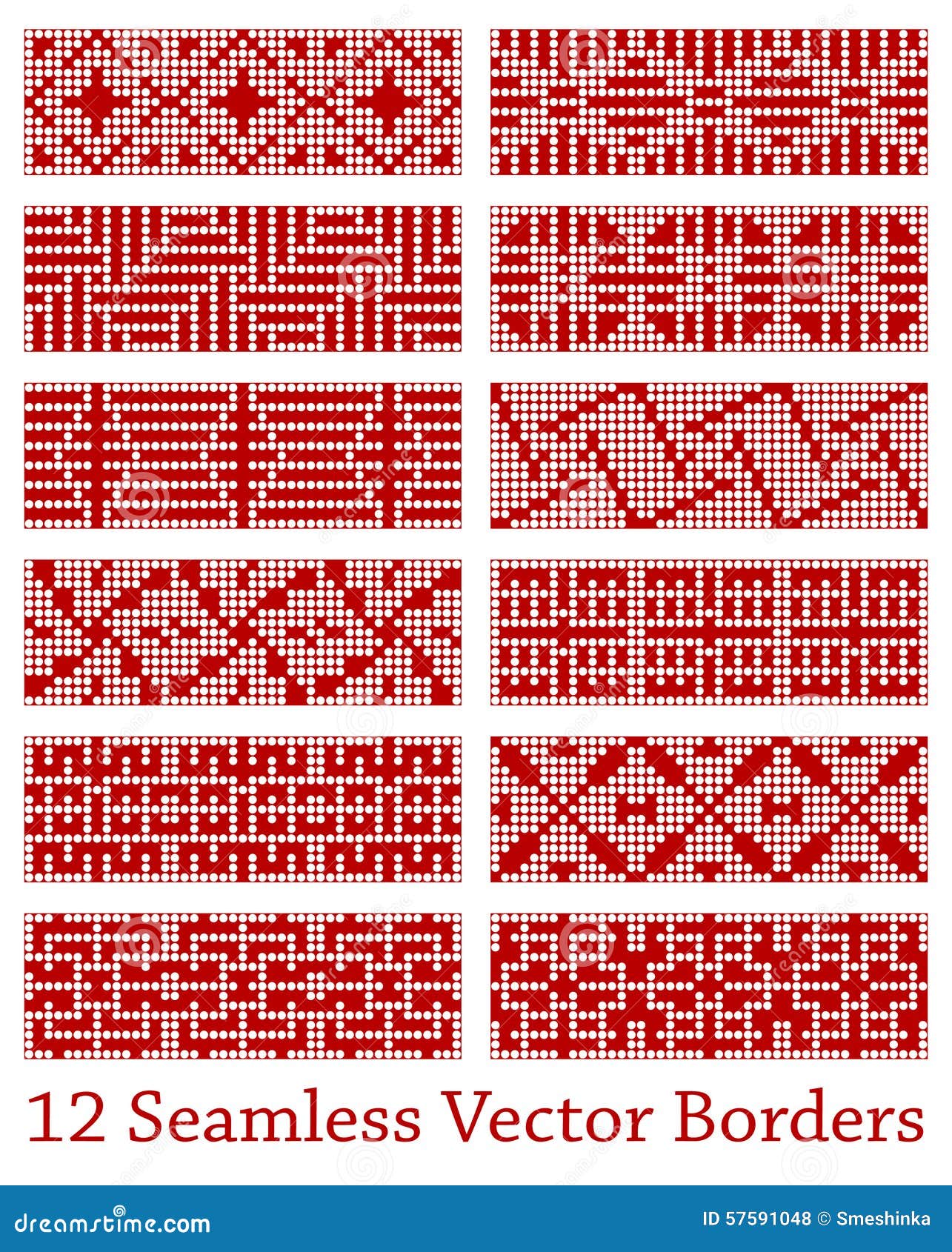 12 Geometric Seamless Borders Based on Square Patterns, Vector ...