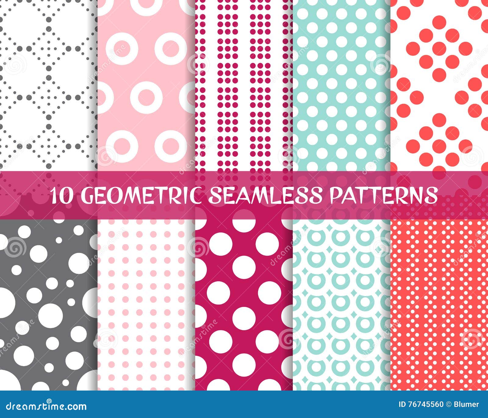Geometric Seamless Dot Patterns Stock Vector - Illustration of polka ...