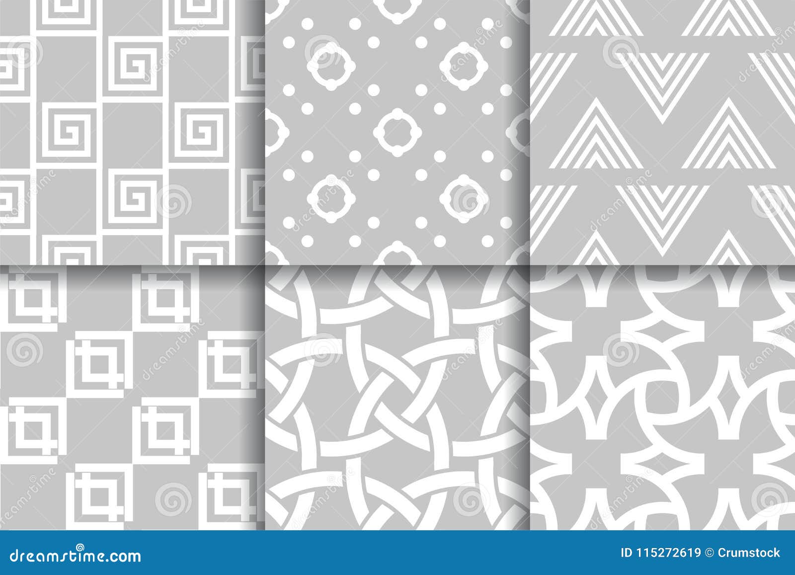 Geometric Seamless Gray Patterns. Collection of Backgrounds Stock ...